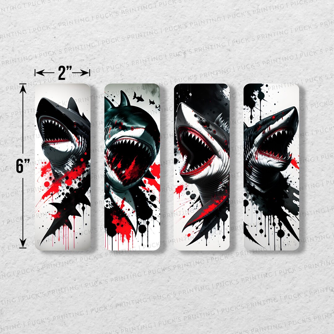 Bloody Sharks Printable Bookmark Set of 4 | Printable Bookmarks ...