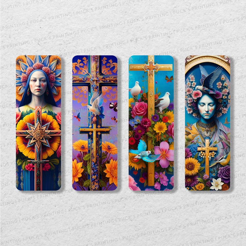 Floral Crosses Printable Bookmark Set Printable Bookmarks - Etsy