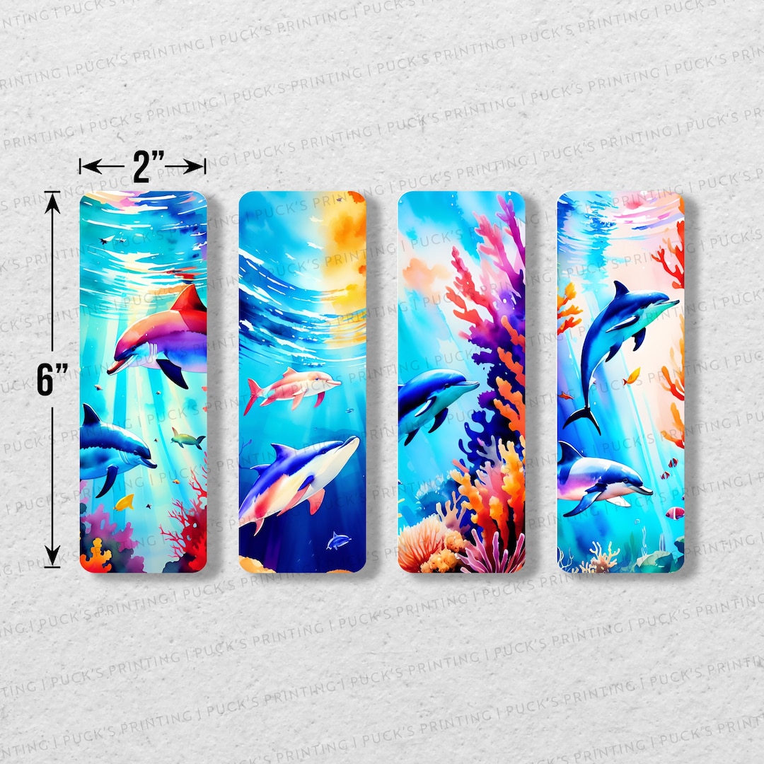 Watercolor Dolphins Printable Bookmark Set of 4 | Printable Bookmarks ...