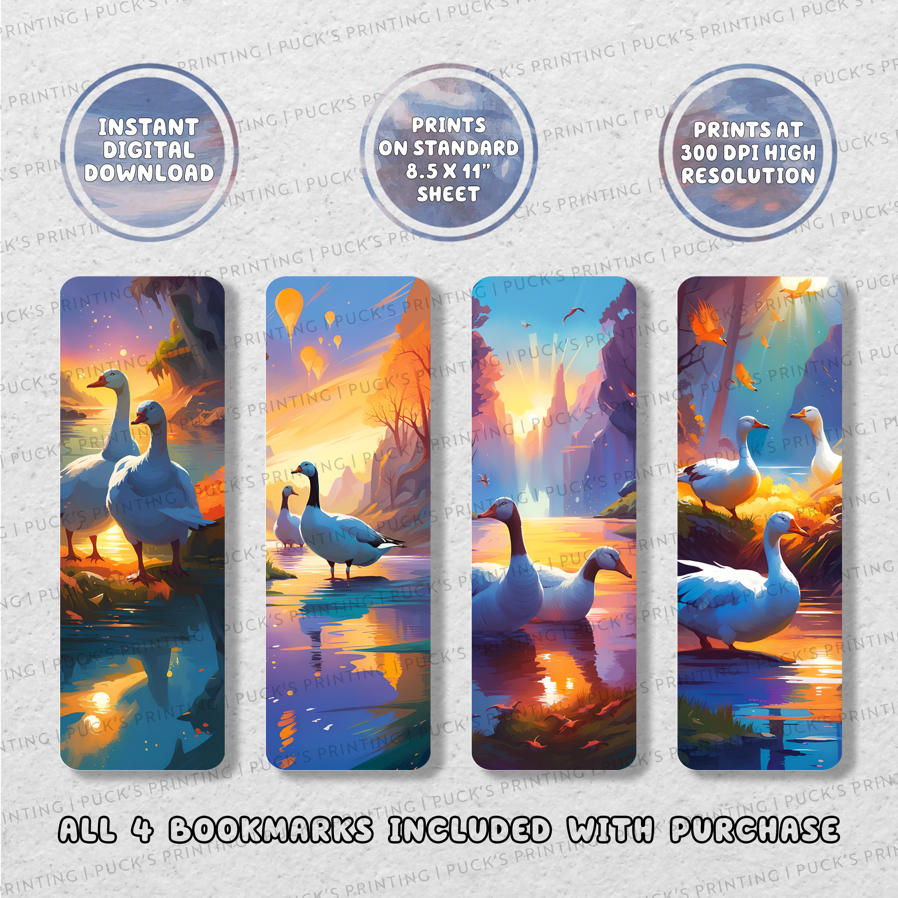Gorgeous Vibrant Ducks Printable Bookmark Set of 4 Printable - Etsy
