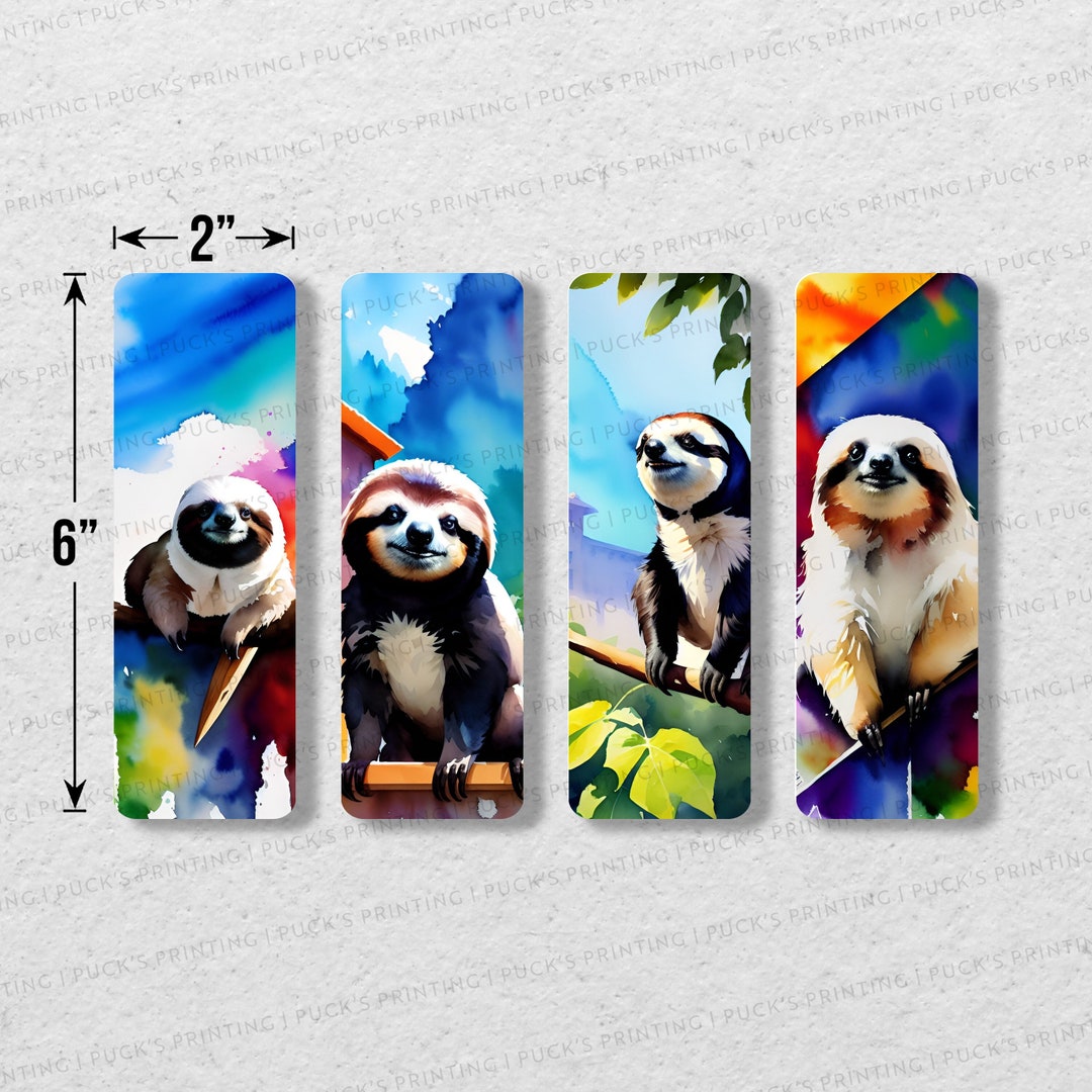 Watercolor Sloths Printable Bookmark Set of 4 Printable Bookmarks ...
