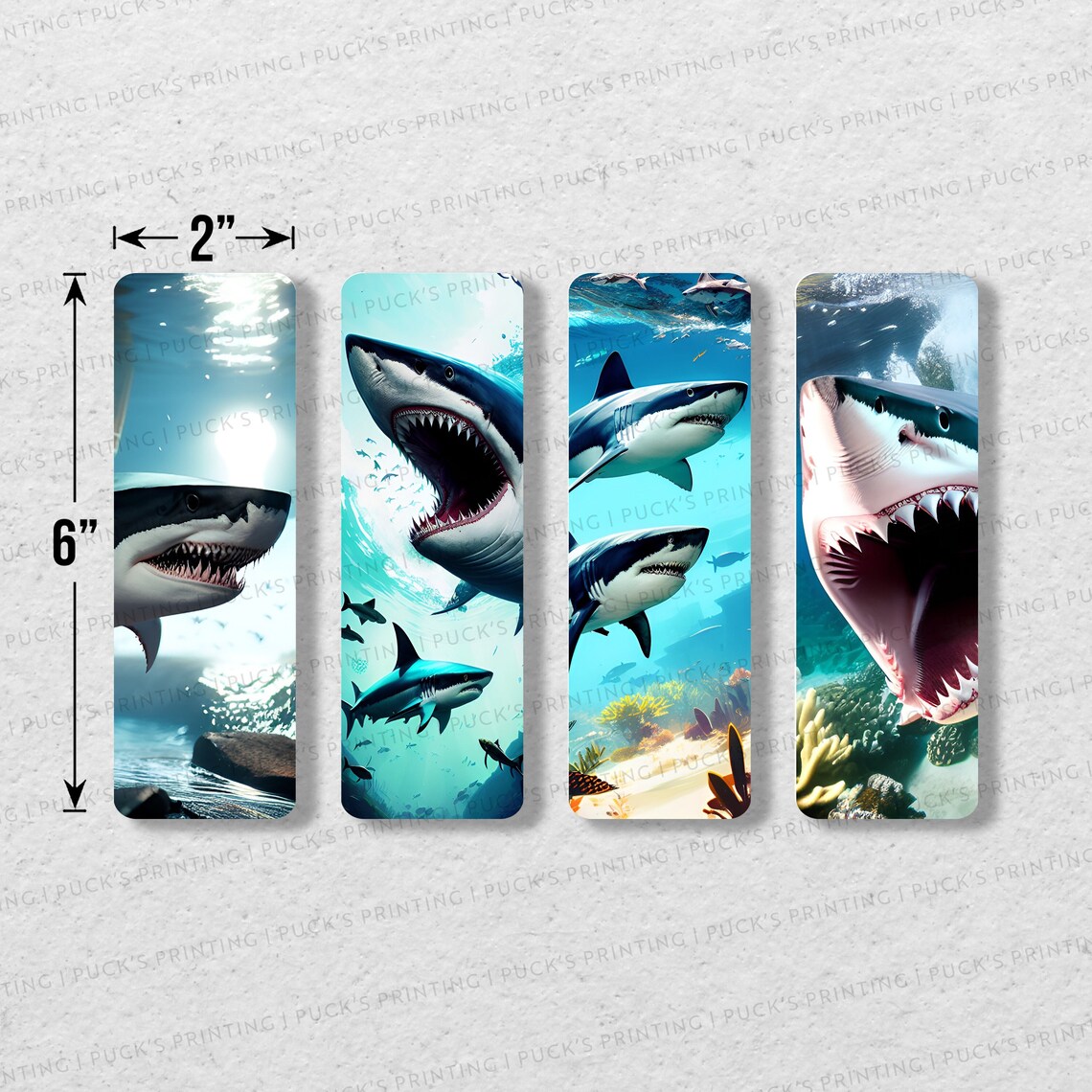 Hungry Sharks Printable Bookmark Set of 4 Printable Bookmarks Instant ...