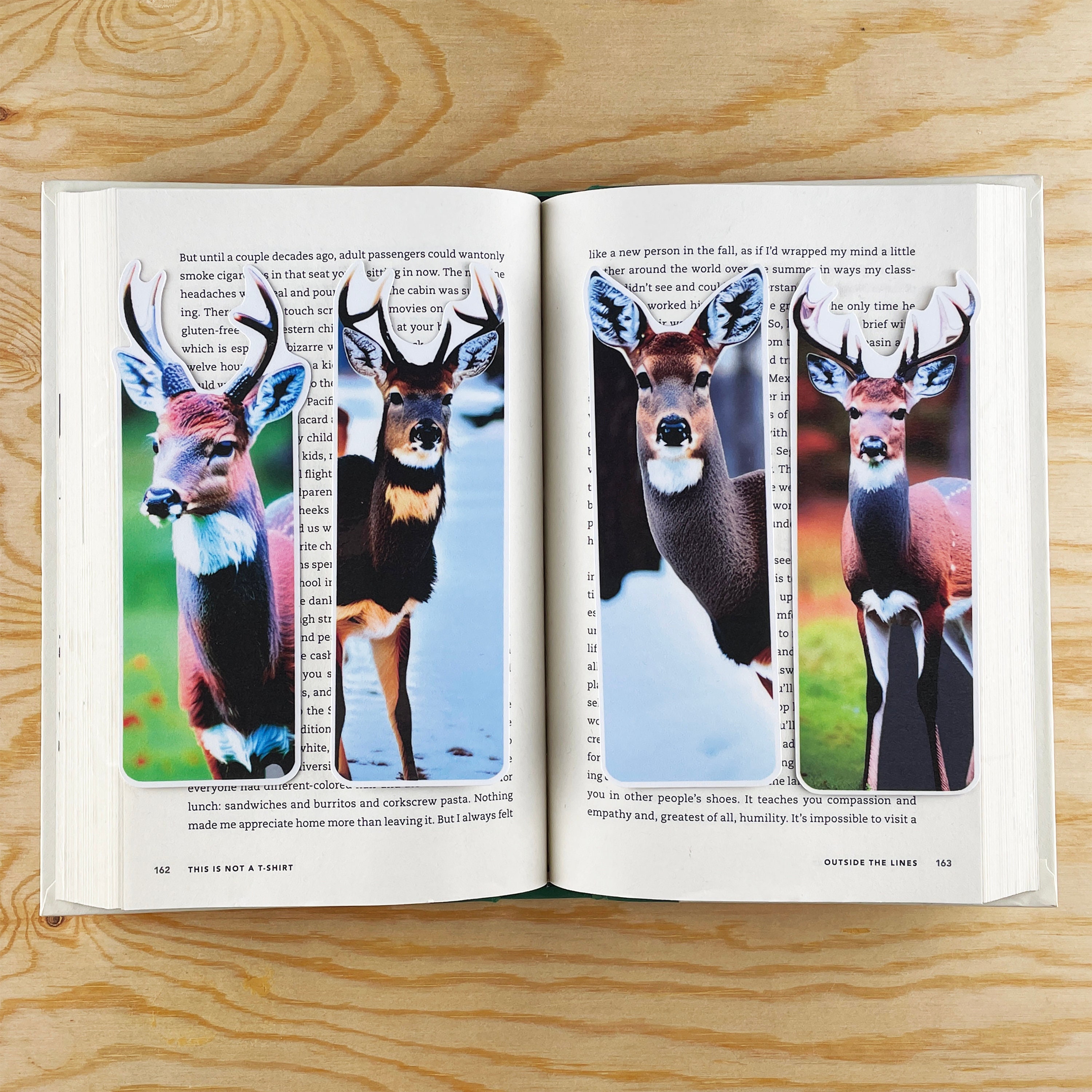 Set of 4 Deer Bookmarks Laminated Die Cut Bookmarks Cute Bookmark ...