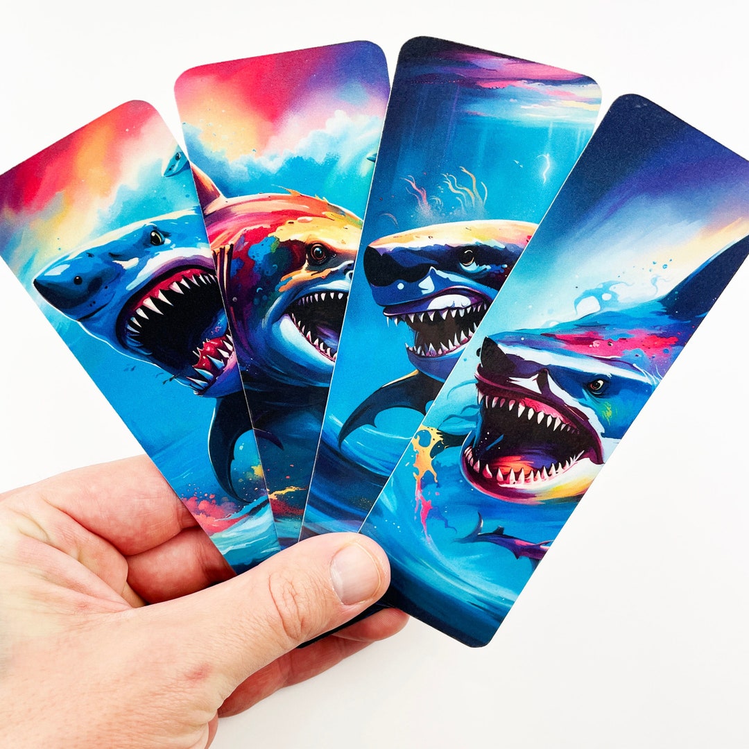 Awesome Shark Bookmark Set of 4 Laminated & Die Cut 2 - Etsy