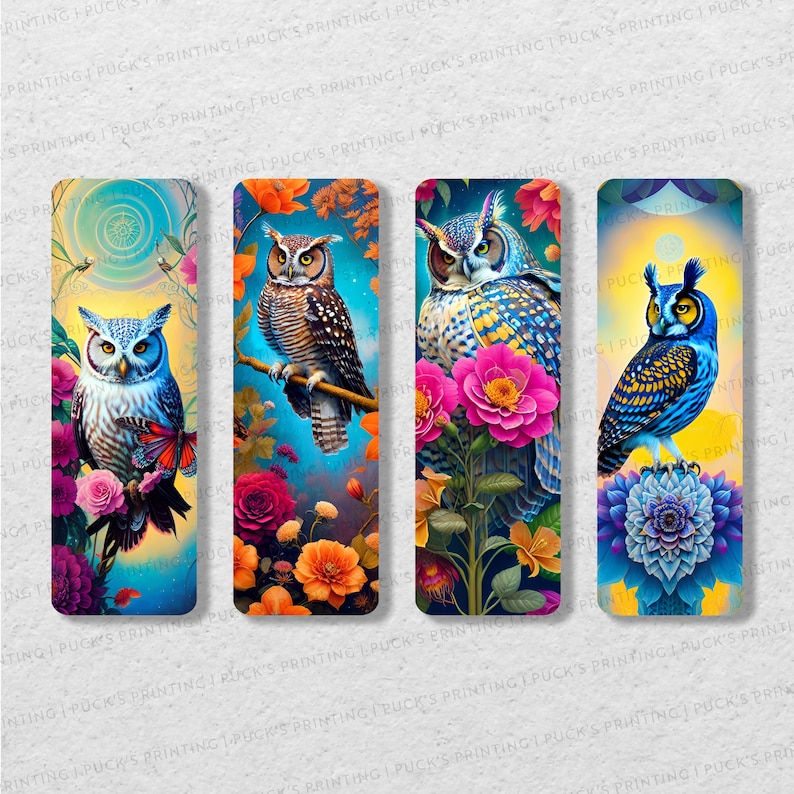 Floral Owls Printable Bookmark Set Printable Bookmarks - Etsy