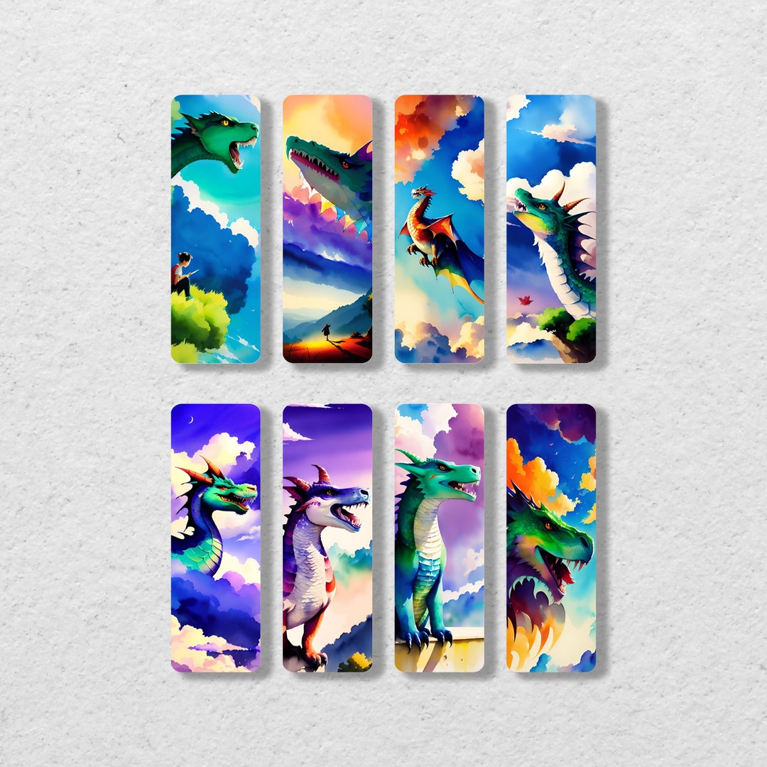 Watercolor Dragon Printable Bookmark Set Printable Bookmarks Instant ...