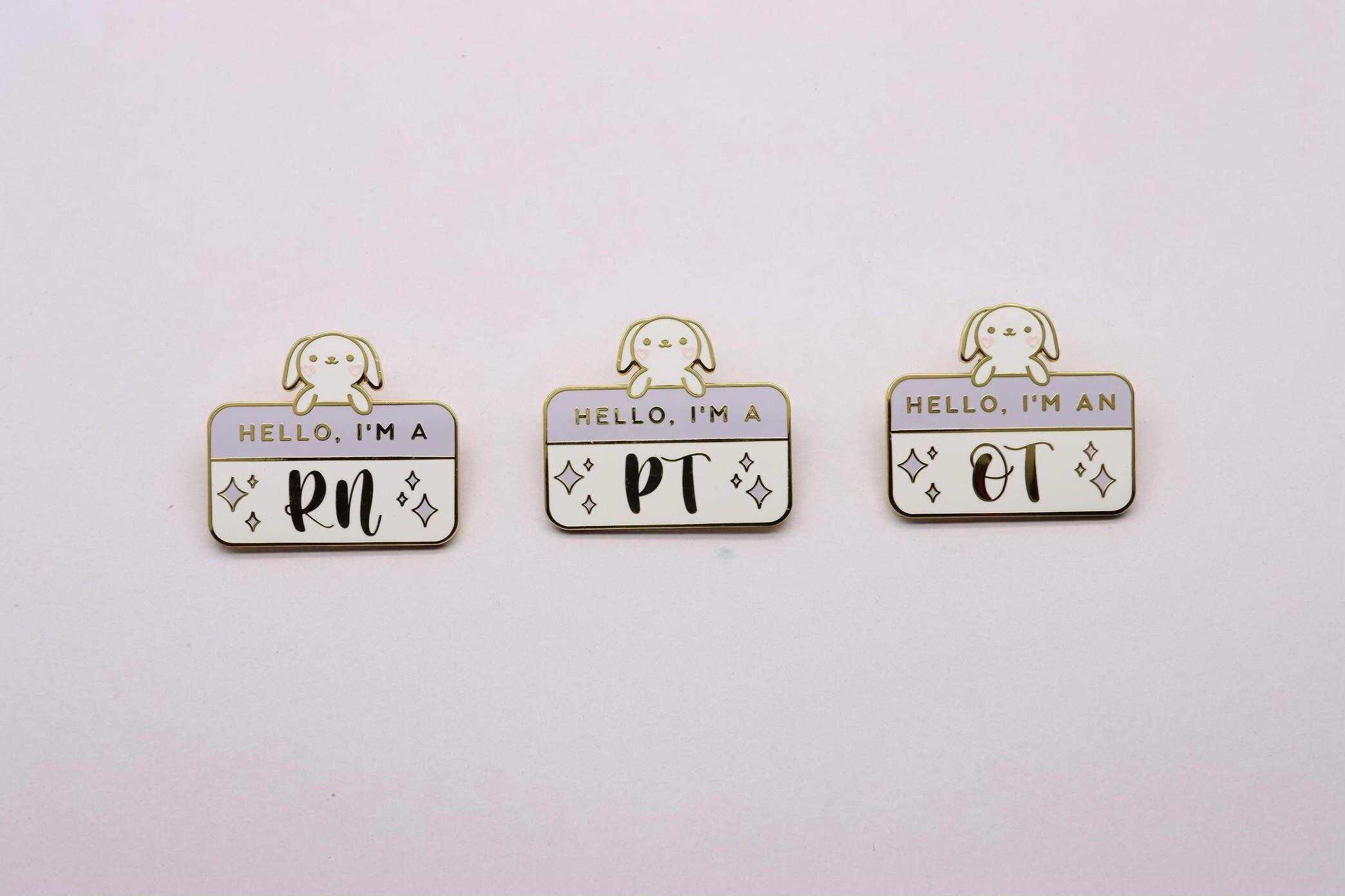 Cute Bunny Enamel Pin for RN, PT, OT - Pin for Nurse, Physical ...