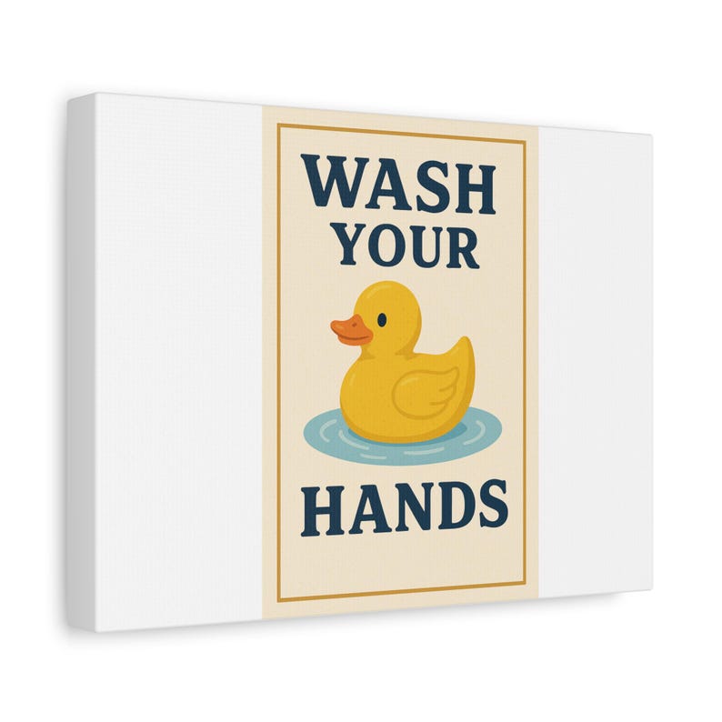 Wash Your Hands Duck Canvas Art, Cute Bathroom Decor, Kids Room Wall ...