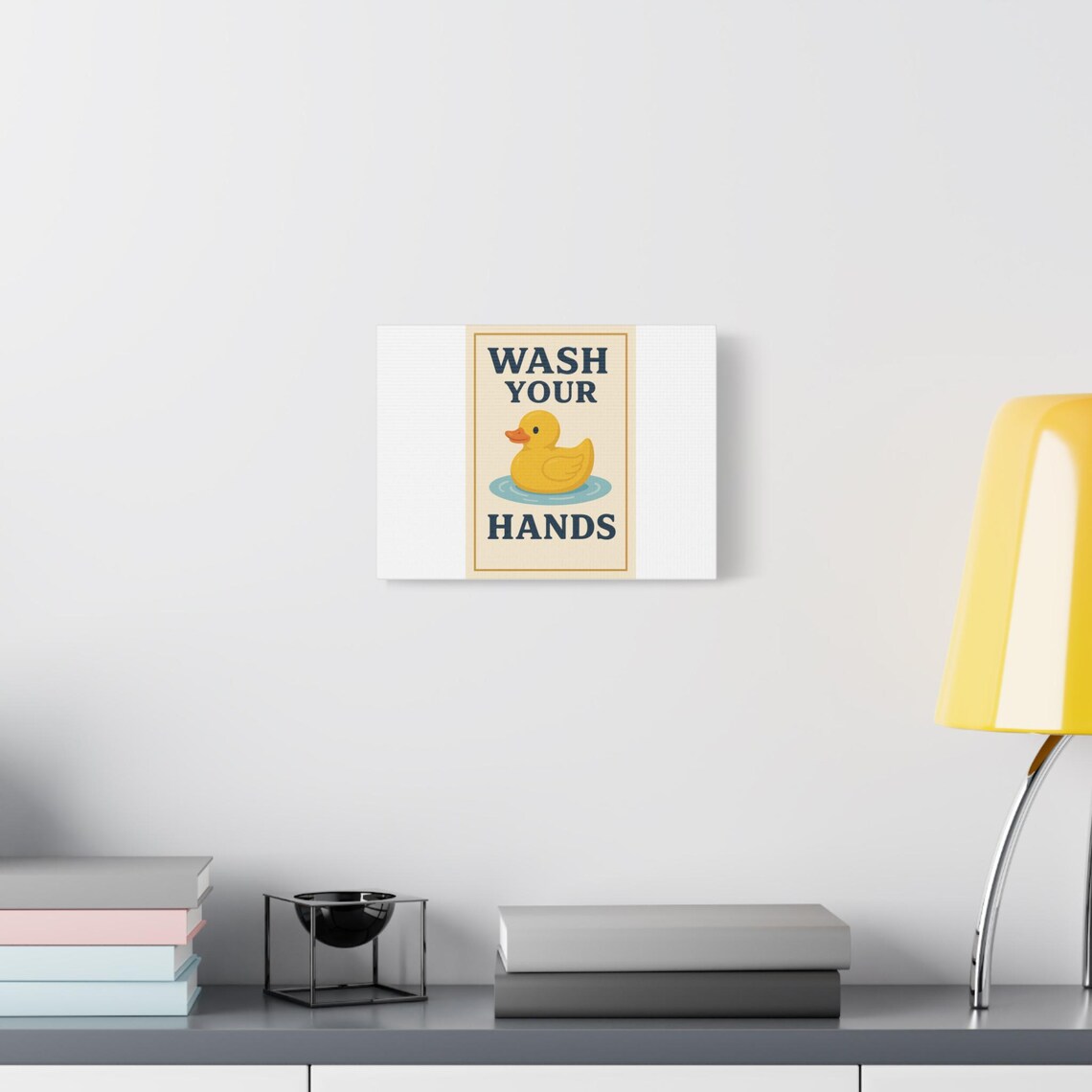 Wash Your Hands Duck Canvas Art, Cute Bathroom Decor, Kids Room Wall ...