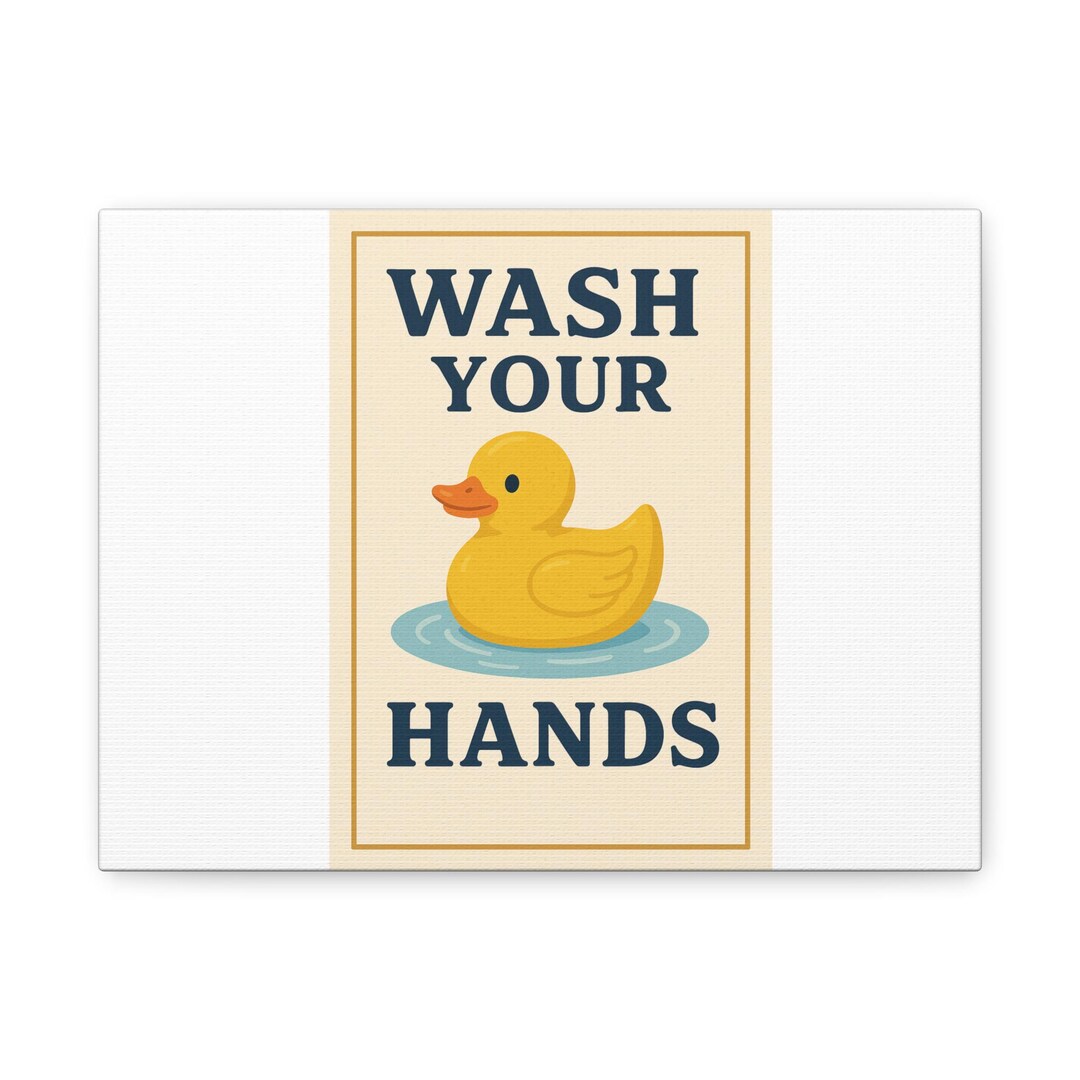 Wash Your Hands Duck Canvas Art, Cute Bathroom Decor, Kids Room Wall ...