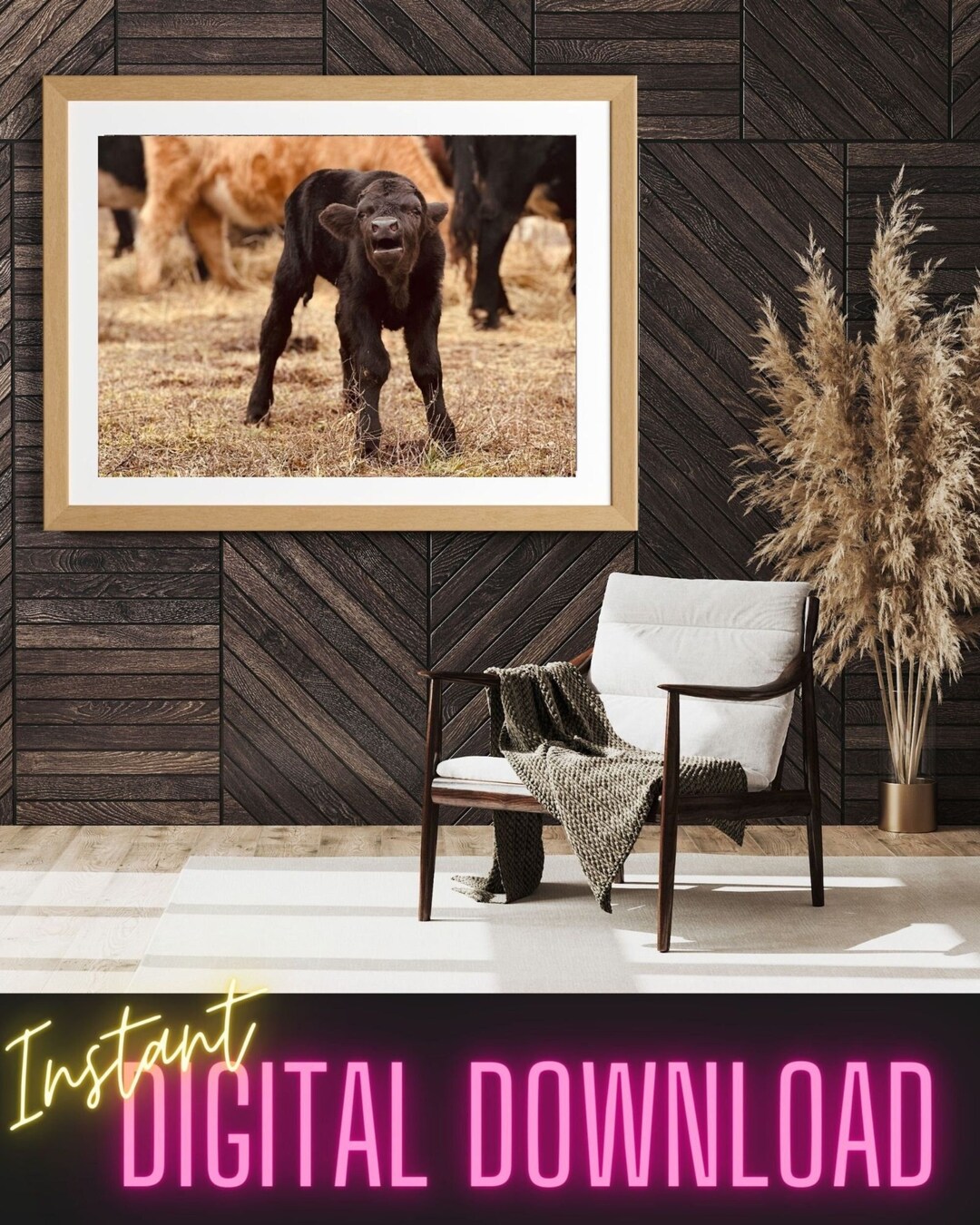 Calf Bellowing Digital Download, Farm House Instant Printable, Cowboy ...
