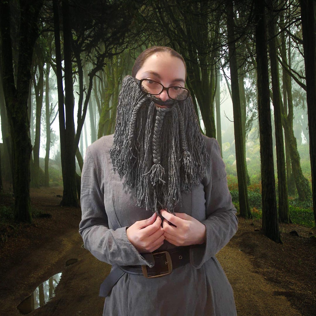 Handmade Grey Short Yarn Beard / Crochet Beard / Viking Beard / Costume ...