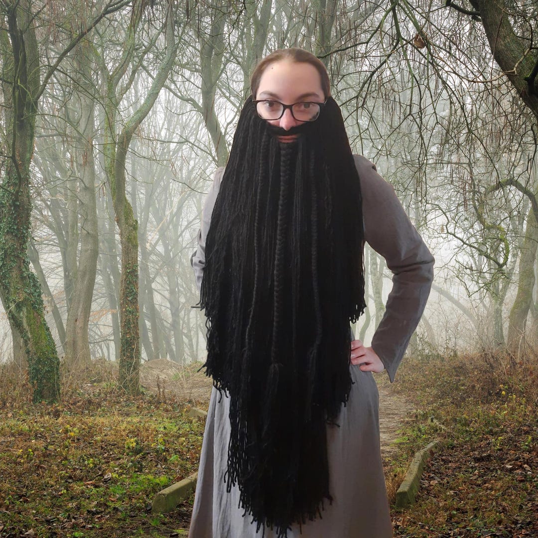 Handmade Extra Long Black Yarn Beard / Crochet Beard / Viking Beard ...