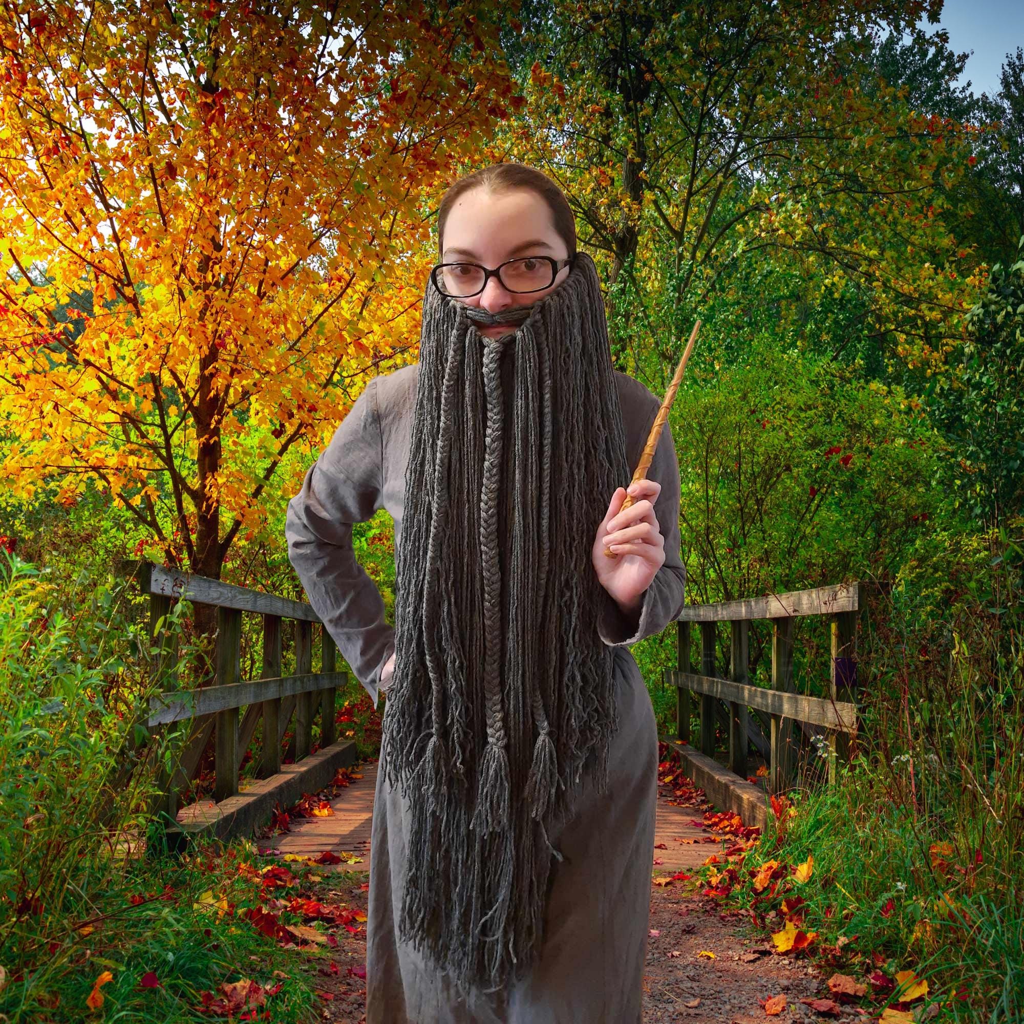 Handcrafted Extra Long Grey Yarn Beard for Viking, Dwarf and Wizard ...