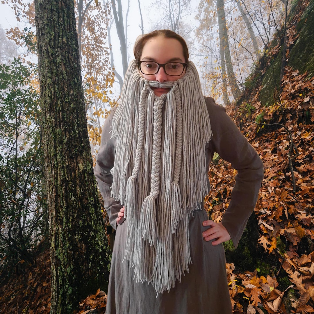 Handmade Thick Grey Yarn Beard / Crochet Beard / Viking Beard / Costume ...
