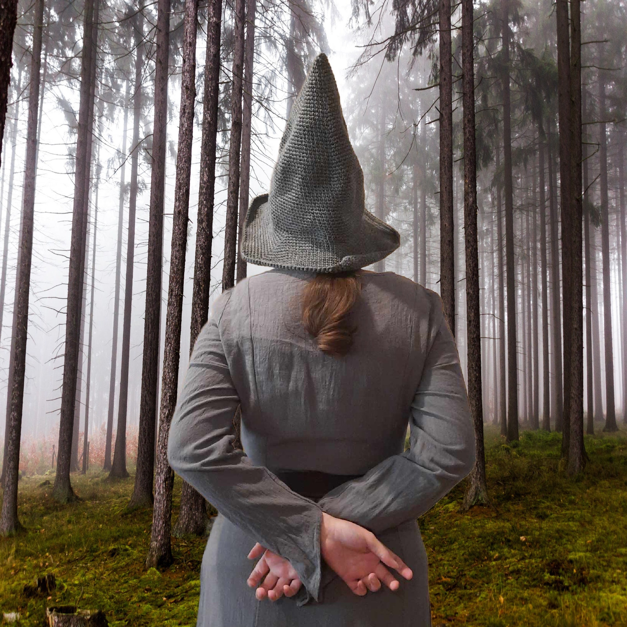 Grey Mage Inspired Pointed Hat / Handmade Witch Pointed Hat / Crochet ...
