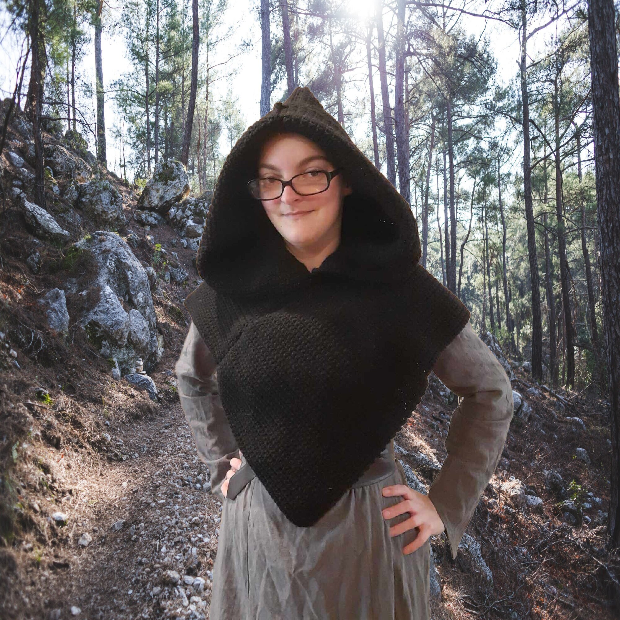 Small Black Handmade Skjoldehamn Hood With 100% Real Wool / Crochet ...