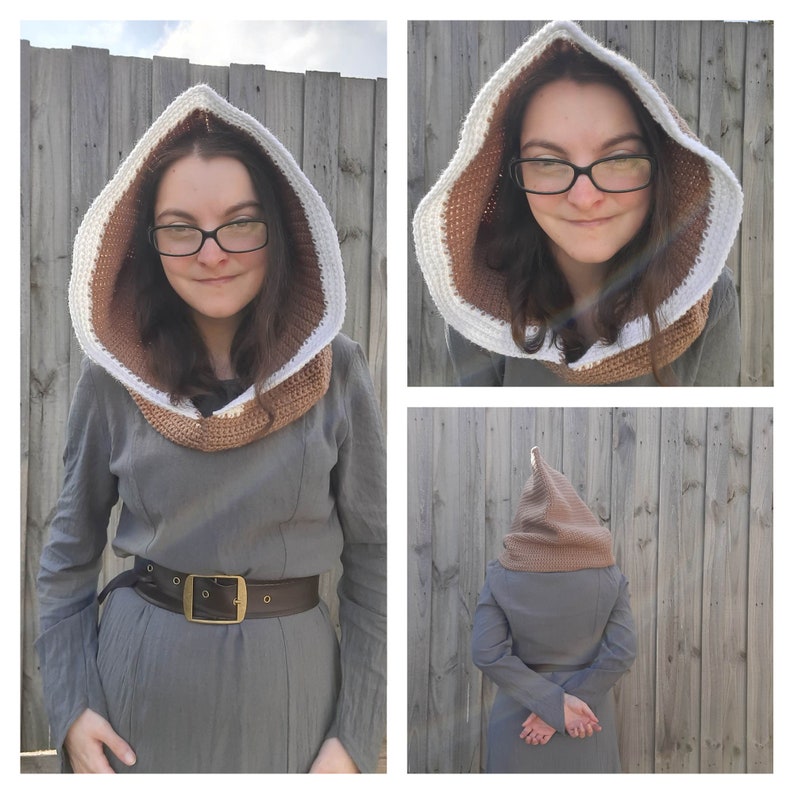 Handwoven Brown and White Nordic Front Closed Hood / Crochet Nordic ...