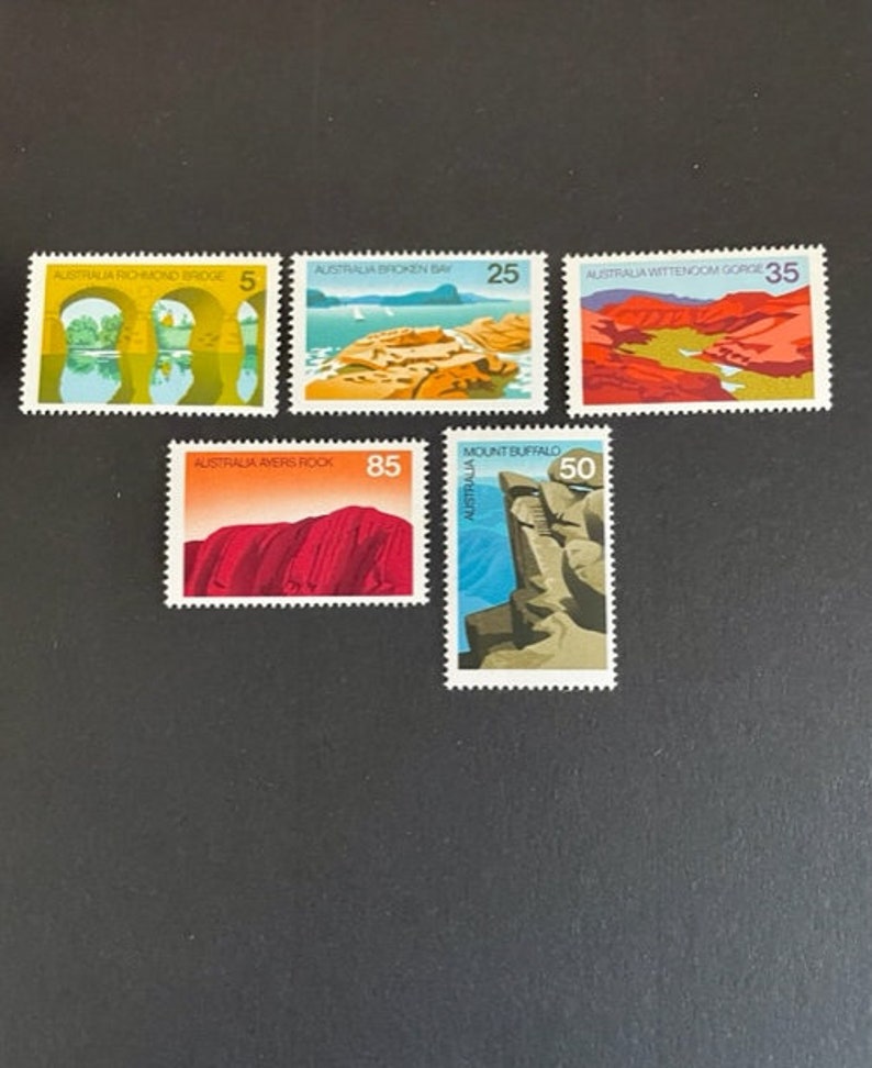 Australian Landscape Postage Stamps Broken Bay mount Buffalo Ayers Rock ...
