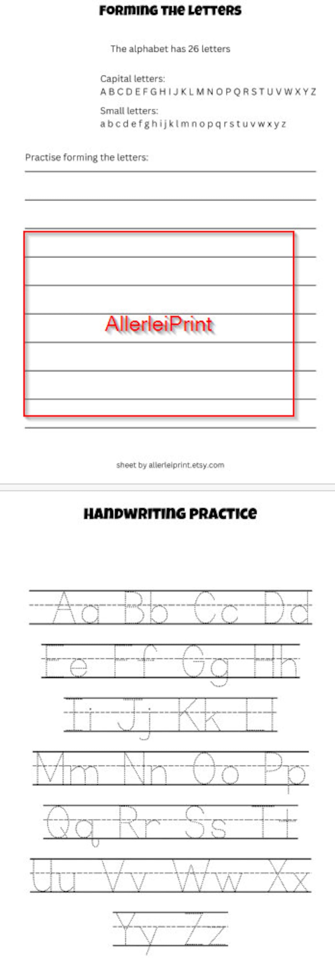 Handwriting Practice Sheets Printable Handwriting Worksheets - Etsy
