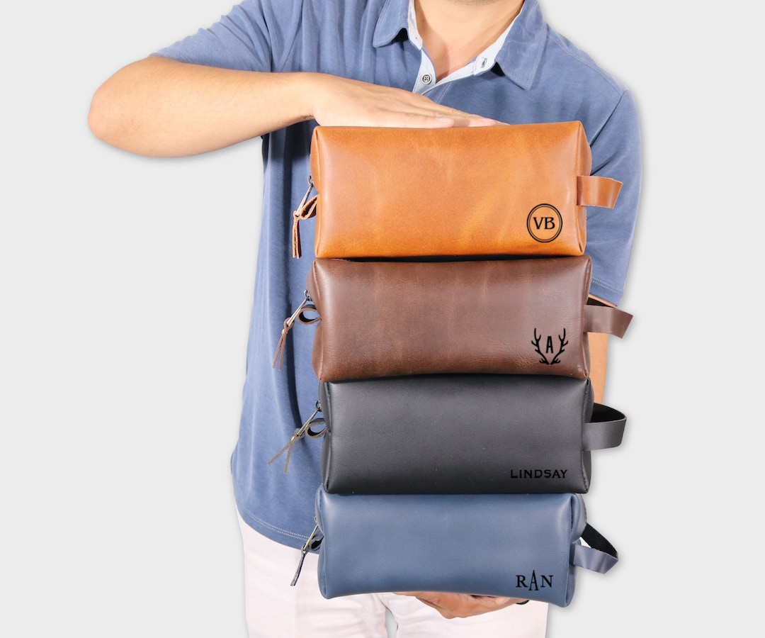 Personalized Leather Dopp Kit: Custom Groomsmen Gift, Full Grain ...