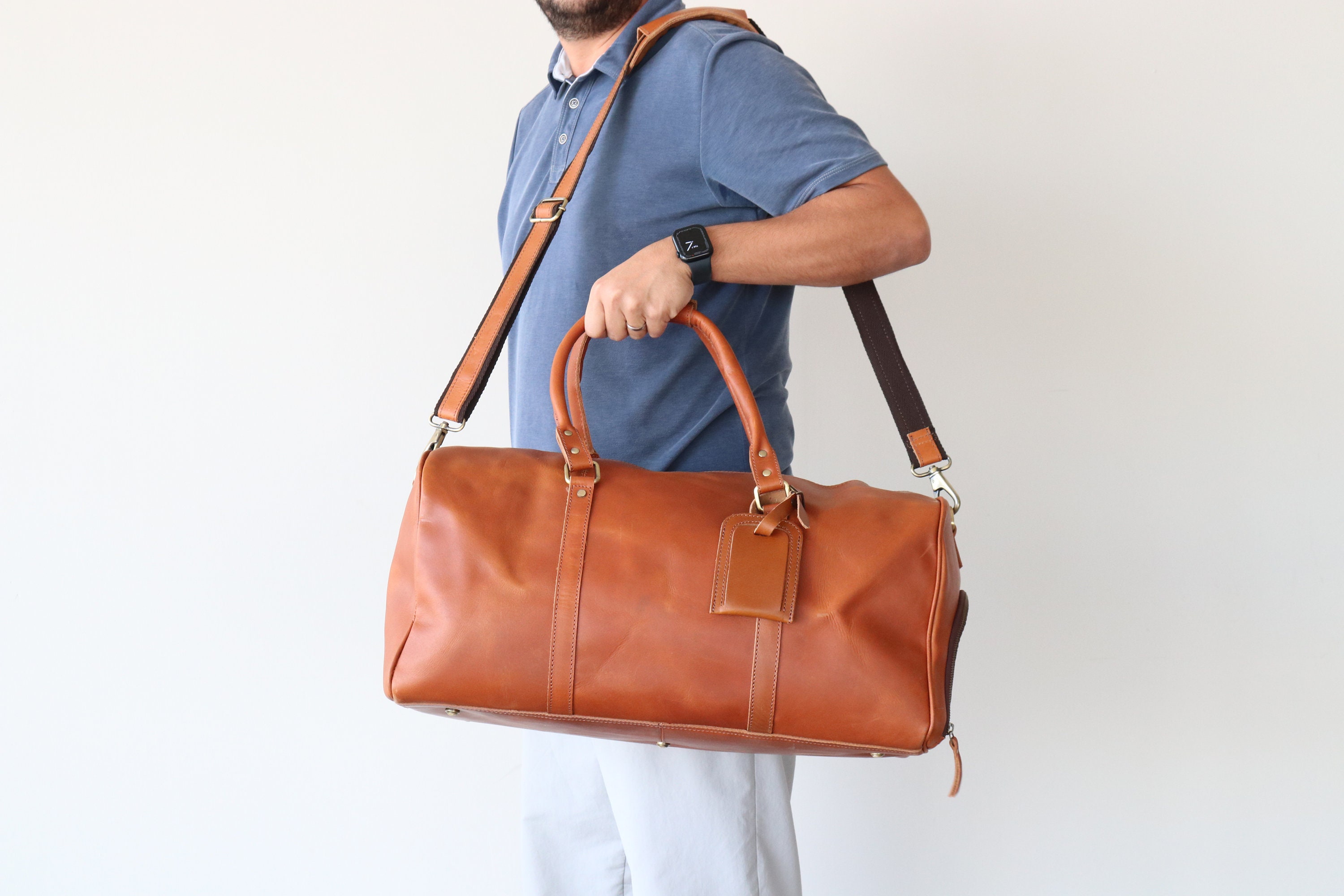 Full Grain Leather Duffle Bag Personalized Duffle Bag Monogrammed