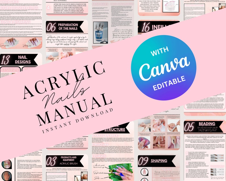 Acrylic Nails Editable Training Manual - Etsy