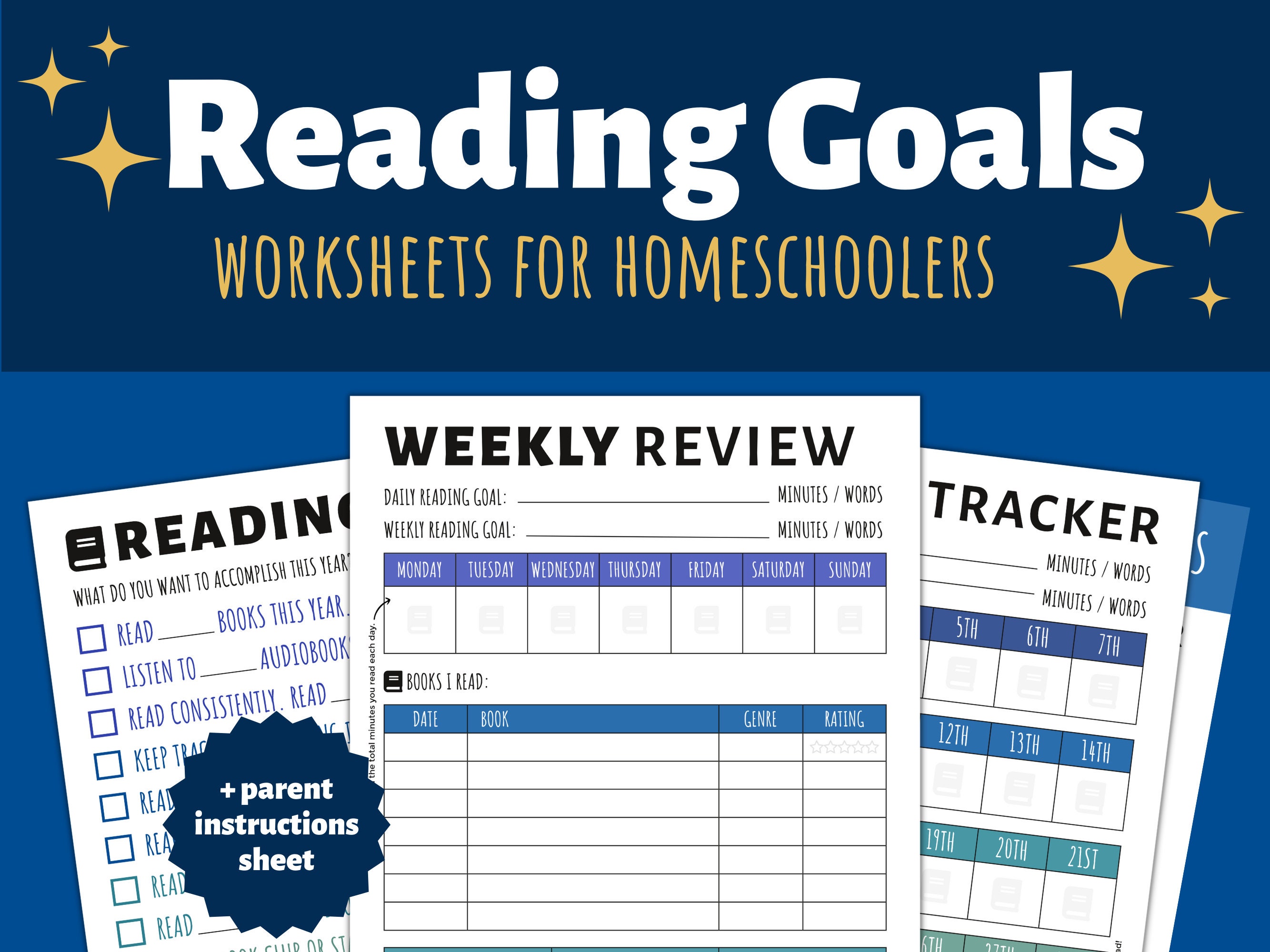 Kids Reading Goals Worksheets Homeschool Printables Language Arts ...