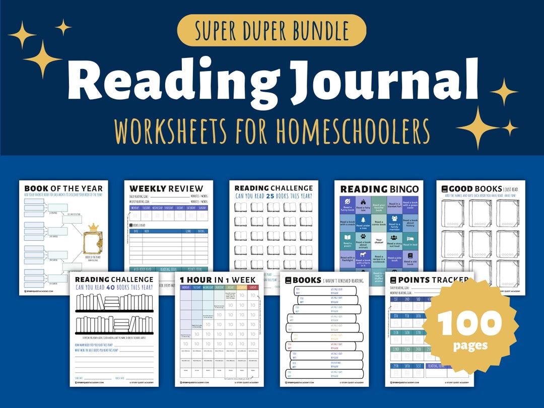 Homeschool Reading Journal Worksheet Bundle Kids Printables - Etsy