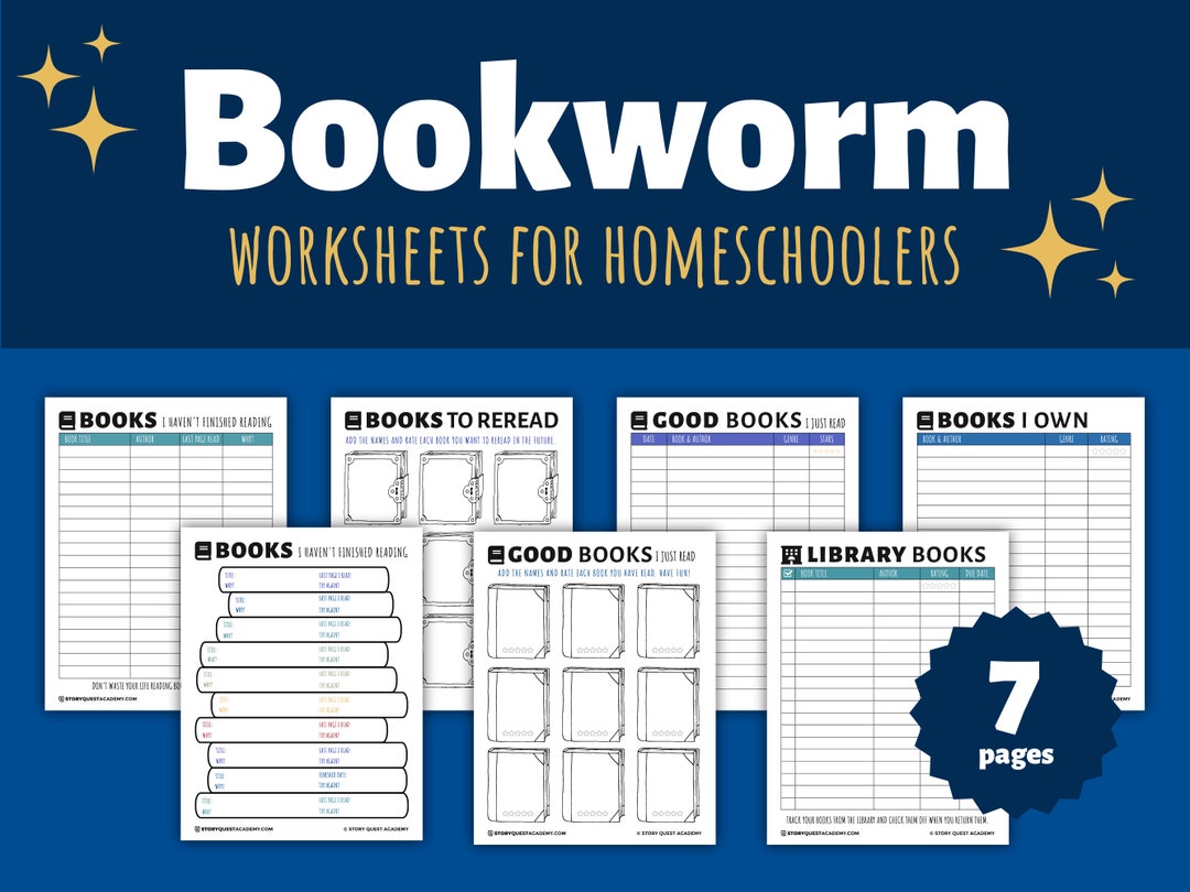 Bookworm Worksheets Homeschool Printables Language Arts Reading Tracker ...