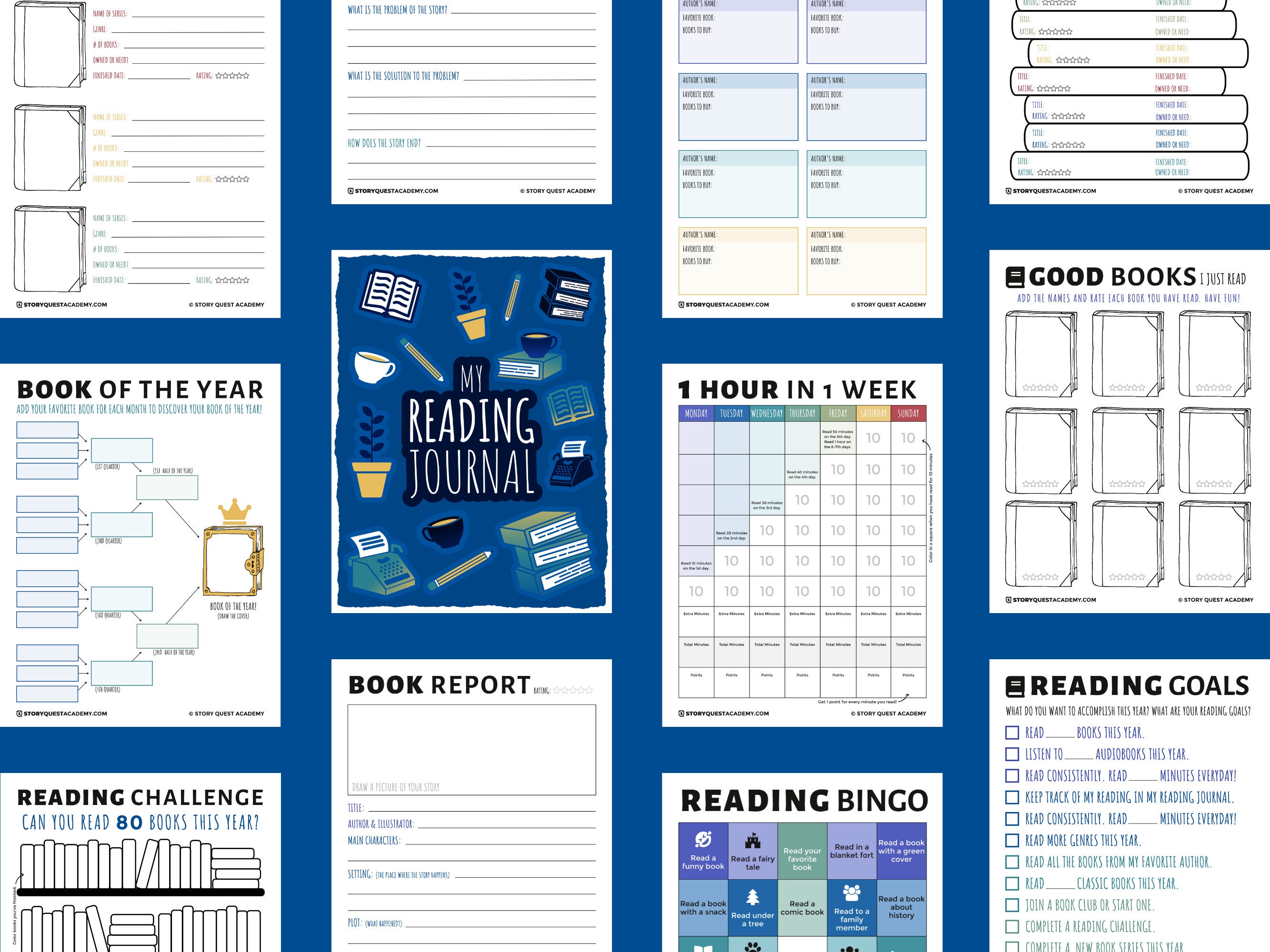 Homeschool Reading Journal Worksheet Bundle Kids Printables - Etsy