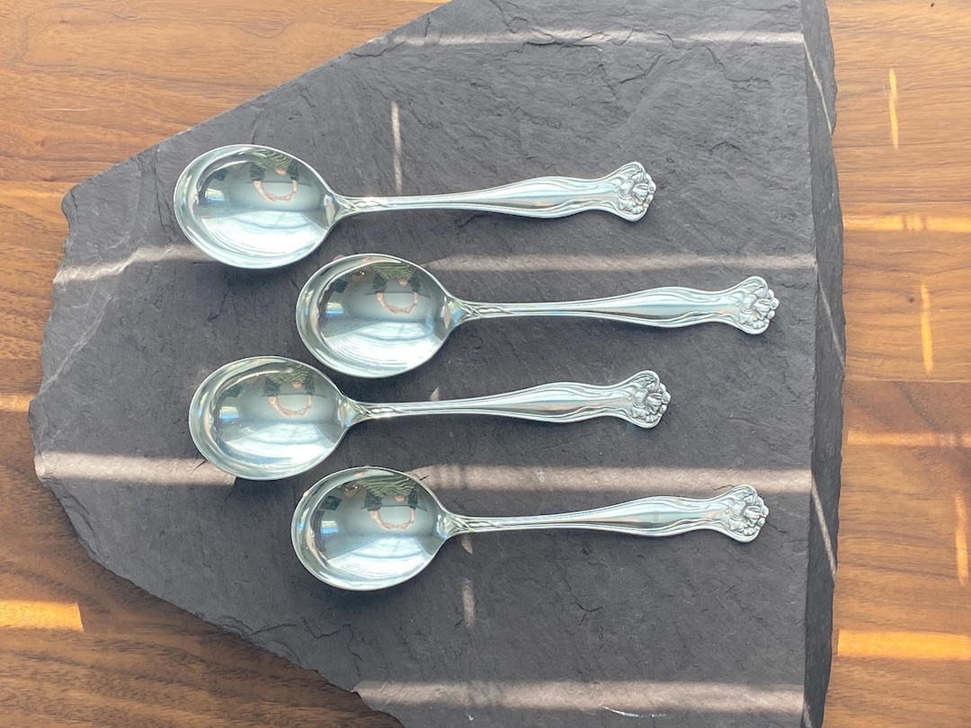 Vintage Silverplate Soup Spoons: 1903 Mystic Pattern, Set of 4 - Etsy