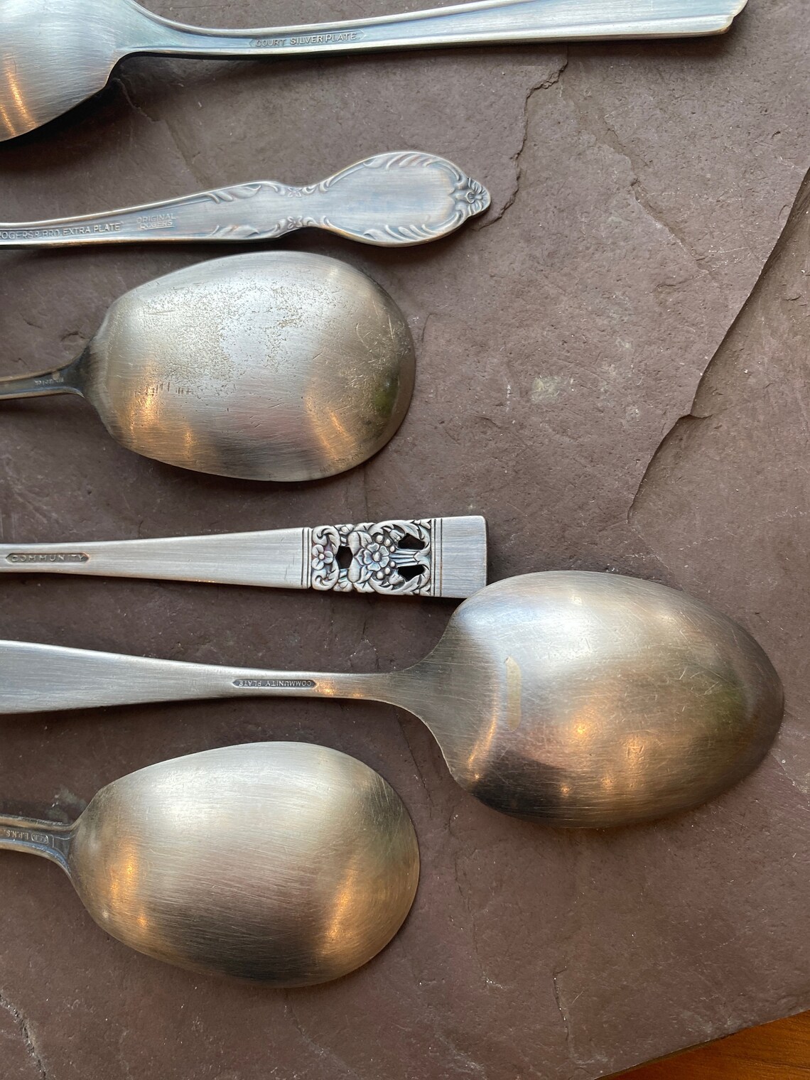 Lot of Silver Sugar Spoons Soup Spoons Unusual Shapes Community Plate ...