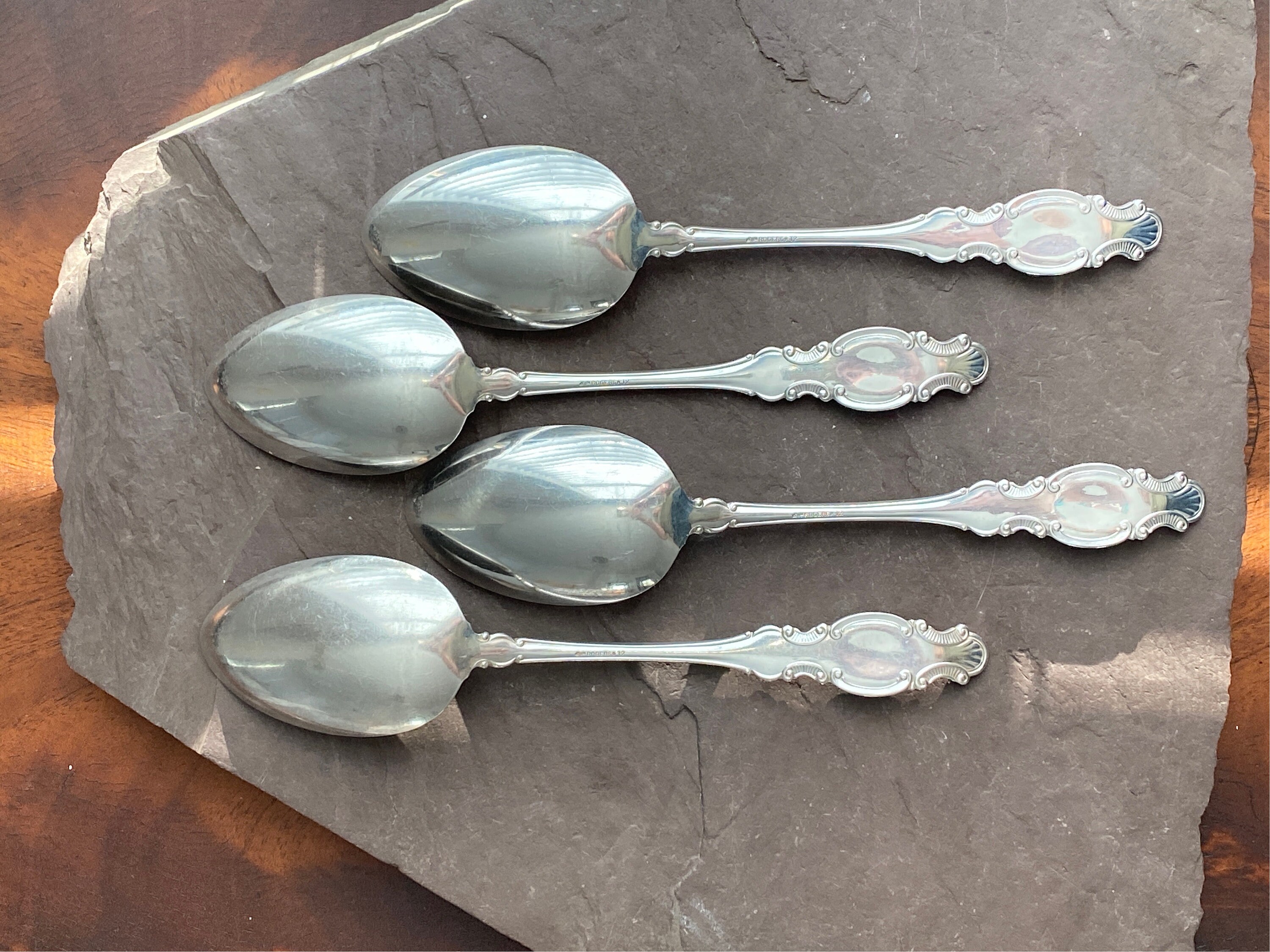 Wm Rogers MELROSE 1898 ANTIQUE Large Silverplate Serving Spoons ...