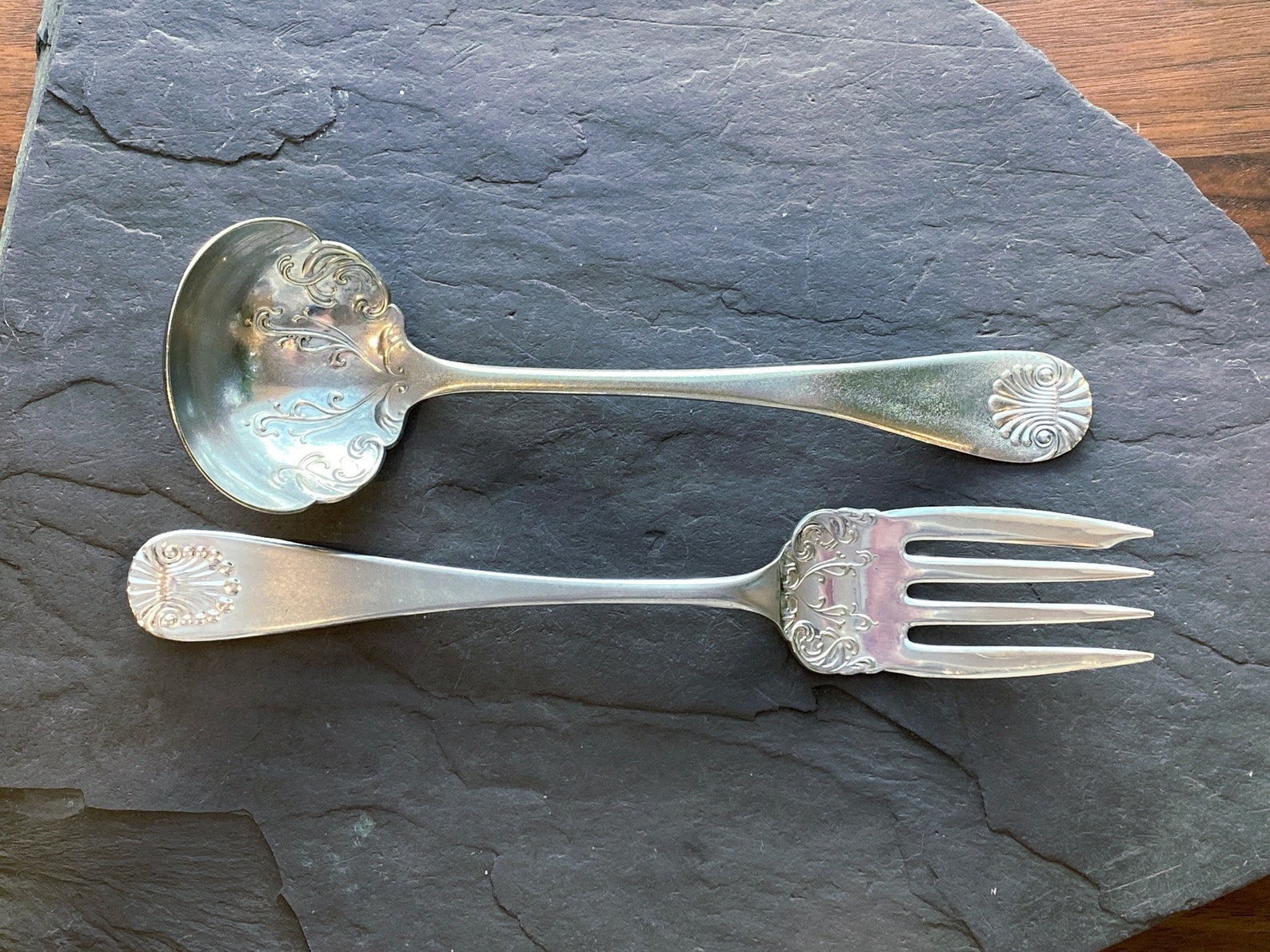Antique Silverplate Serving Set - 1 Small Ladle and 1 Cold Meat Fork ...