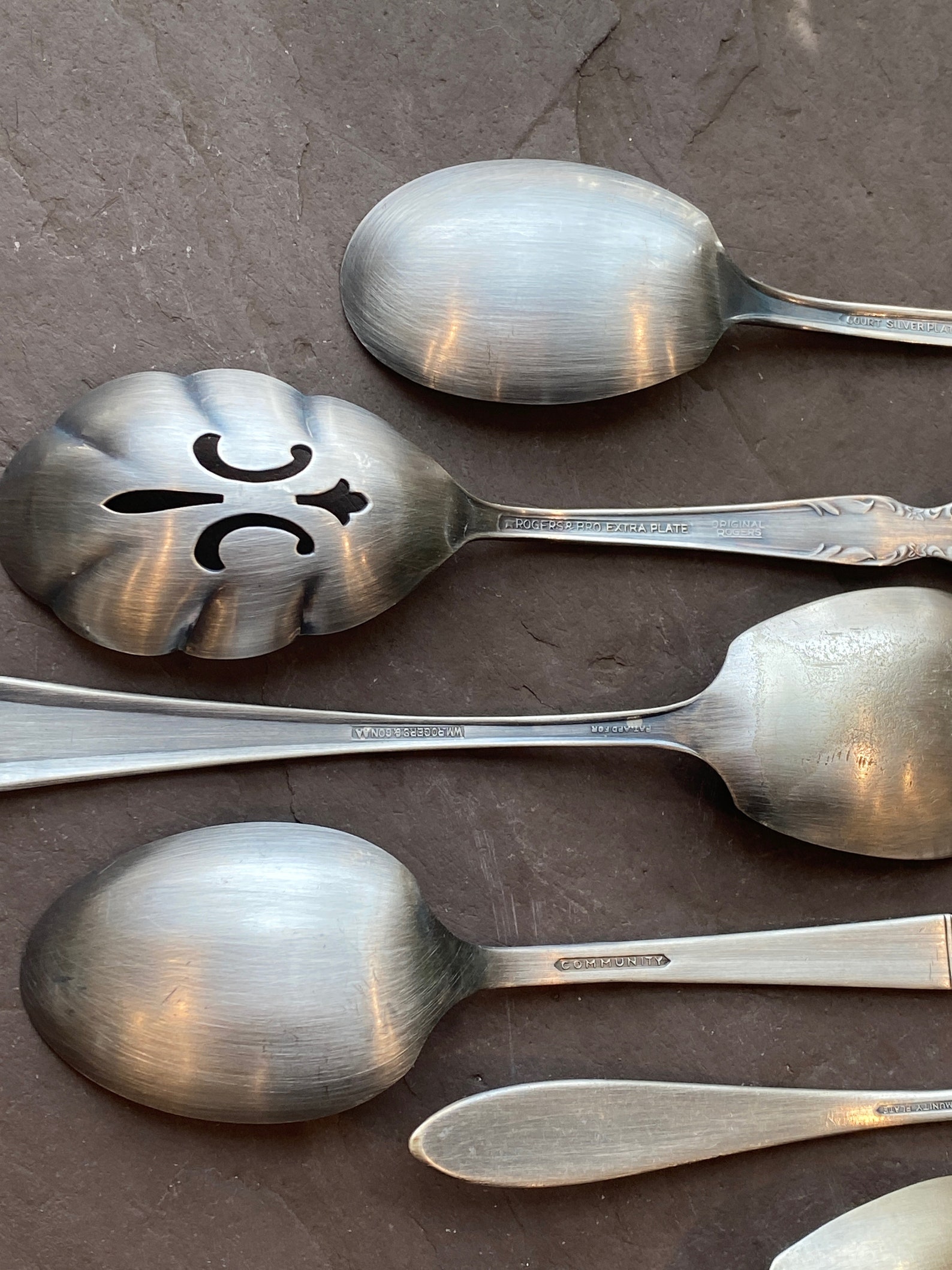 Lot of Silver Sugar Spoons Soup Spoons Unusual Shapes Community Plate ...
