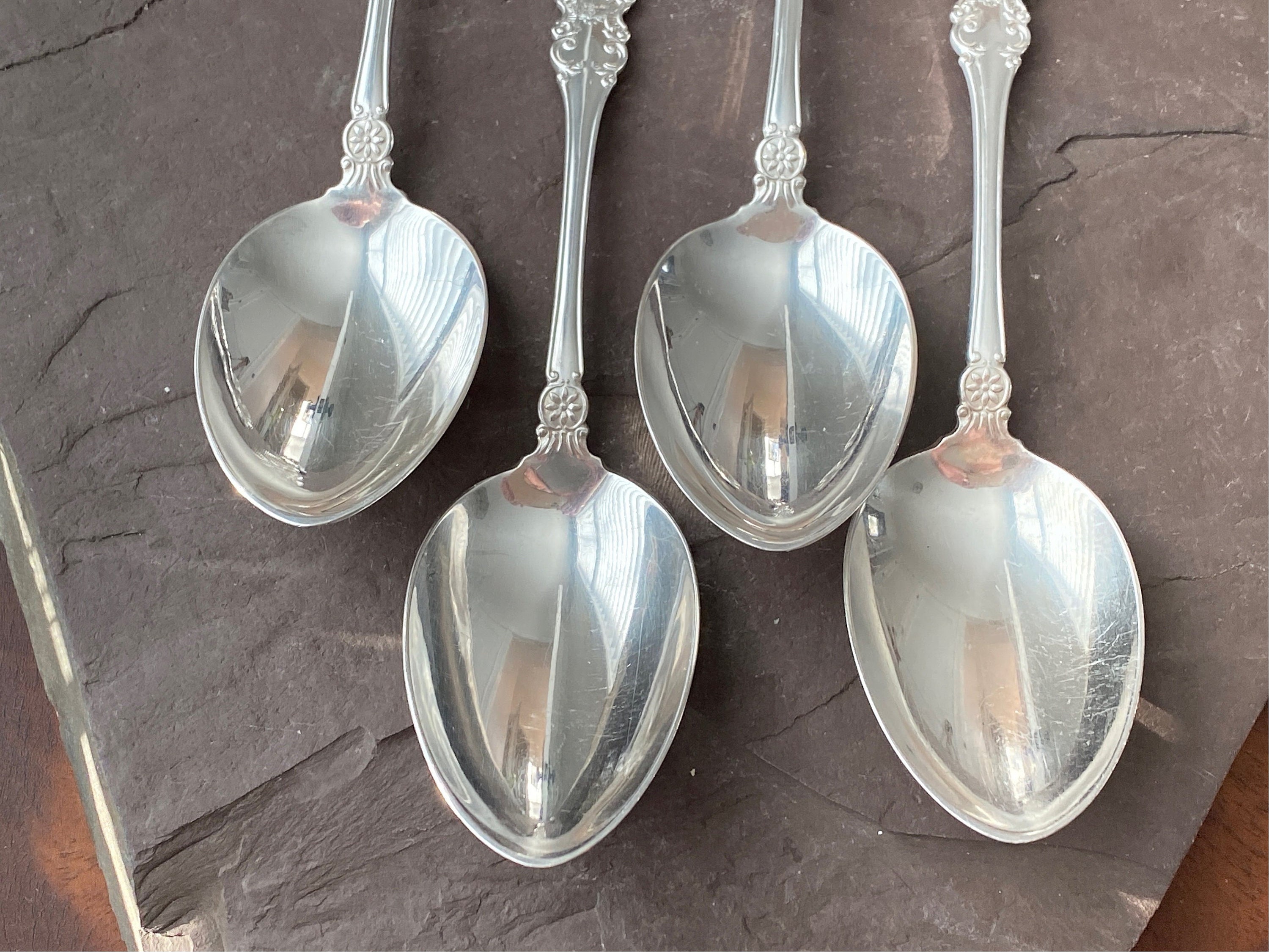 Wm Rogers MELROSE 1898 ANTIQUE Large Silverplate Serving Spoons ...