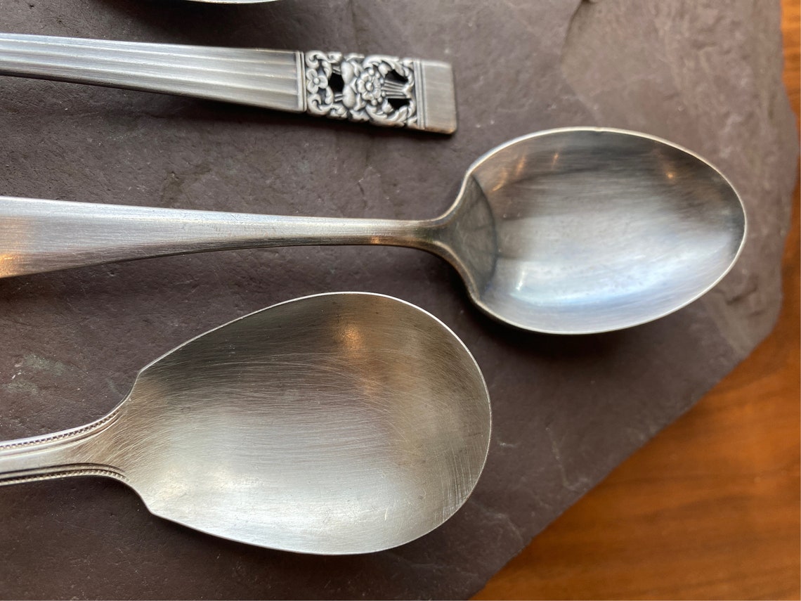 Lot of Silver Sugar Spoons Soup Spoons Unusual Shapes Community Plate ...