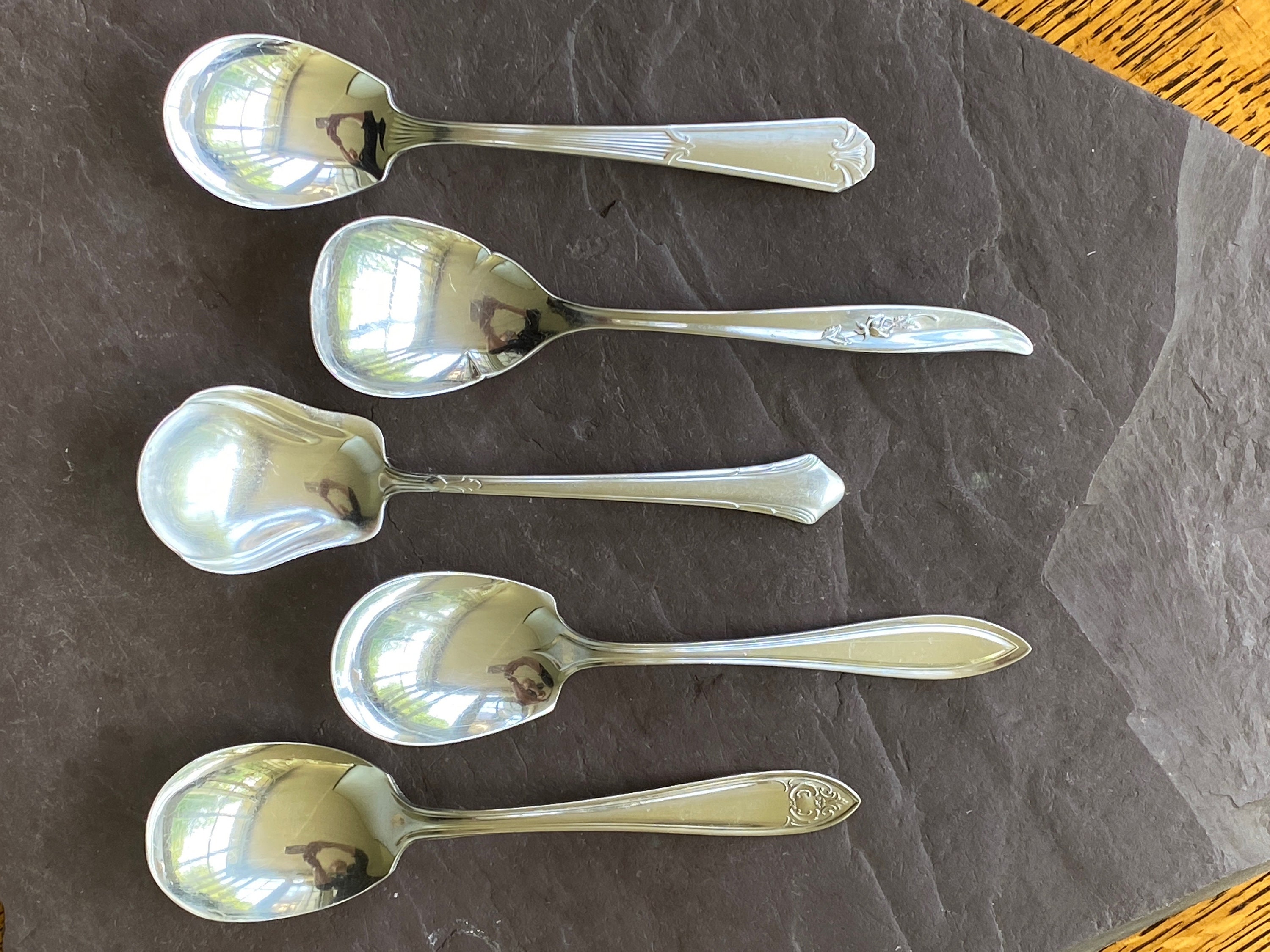 Five Antique Sugar Spoons 1847 Rogers Bros MAGIC ROSE 1963 Wm Rogers ...
