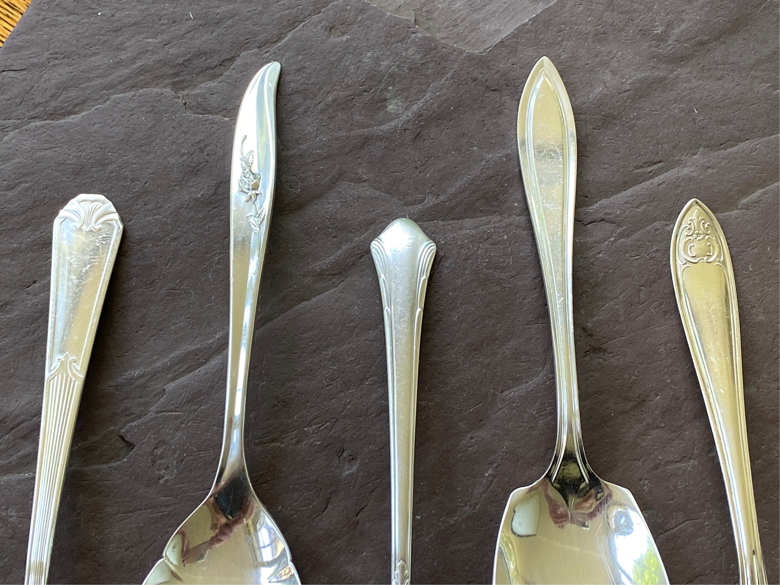Five Antique Sugar Spoons 1847 Rogers Bros MAGIC ROSE 1963 Wm Rogers ...