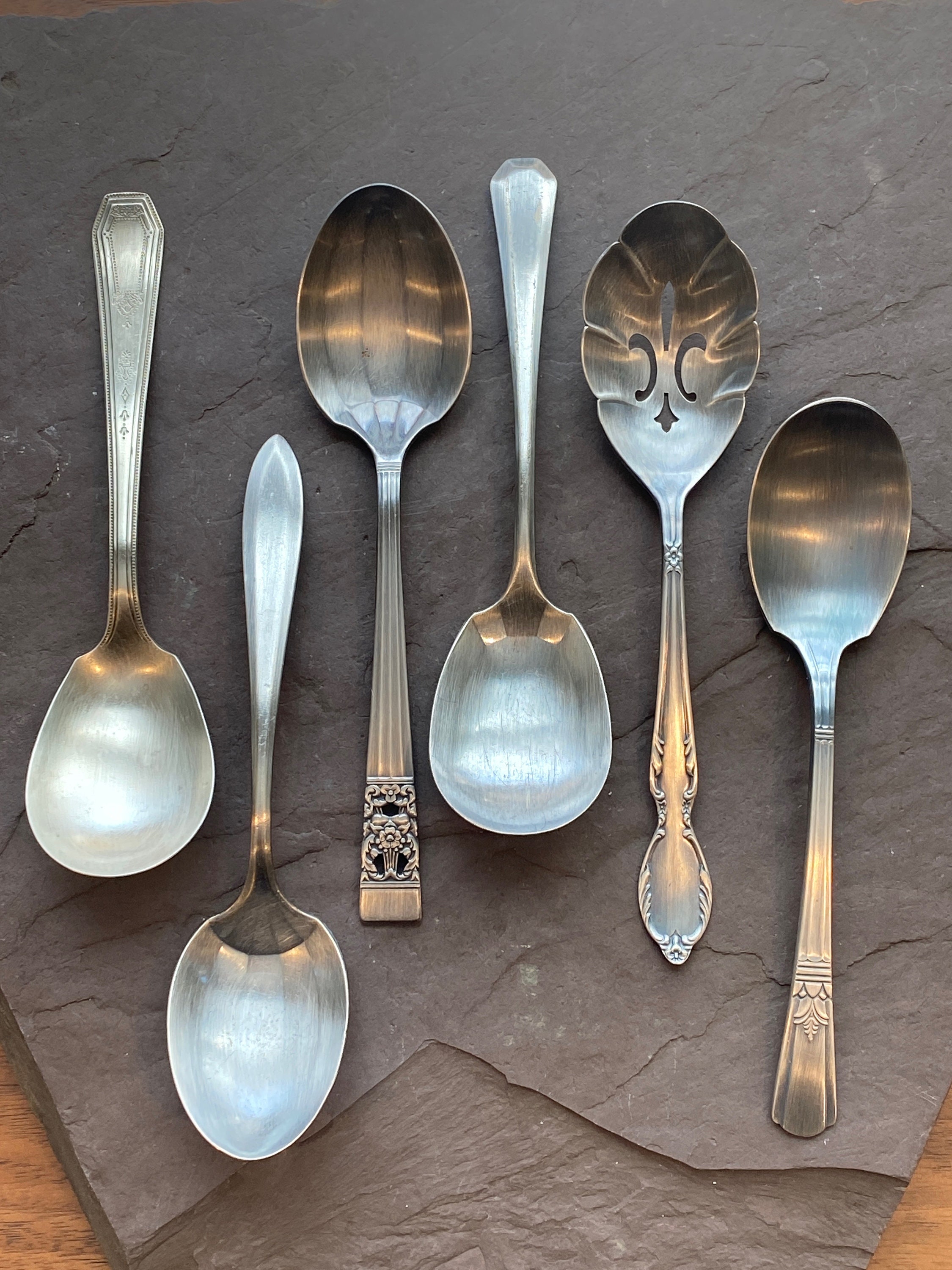 Lot of Silver Sugar Spoons Soup Spoons Unusual Shapes Community Plate ...