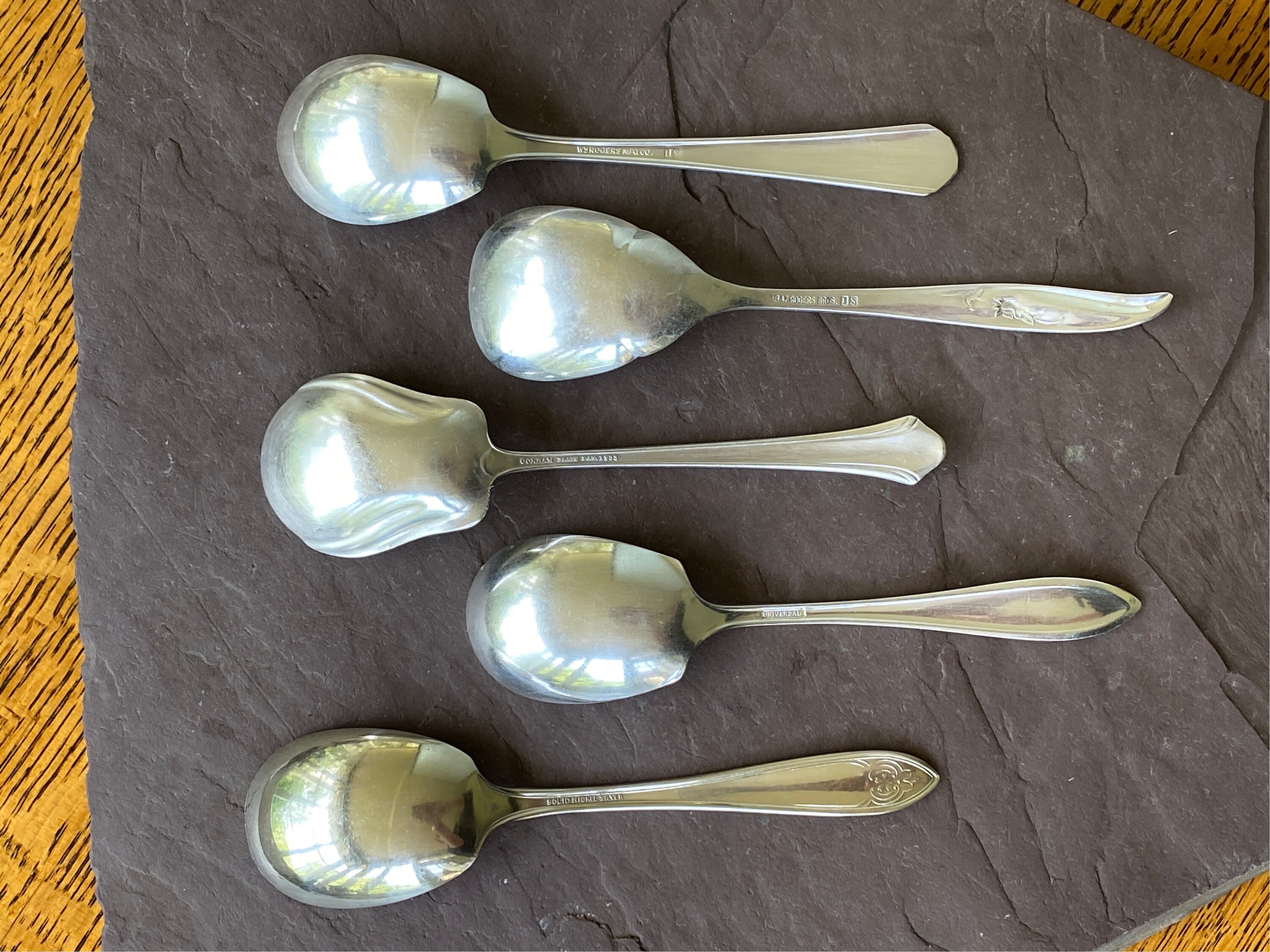 Five Antique Sugar Spoons 1847 Rogers Bros MAGIC ROSE 1963 Wm Rogers ...