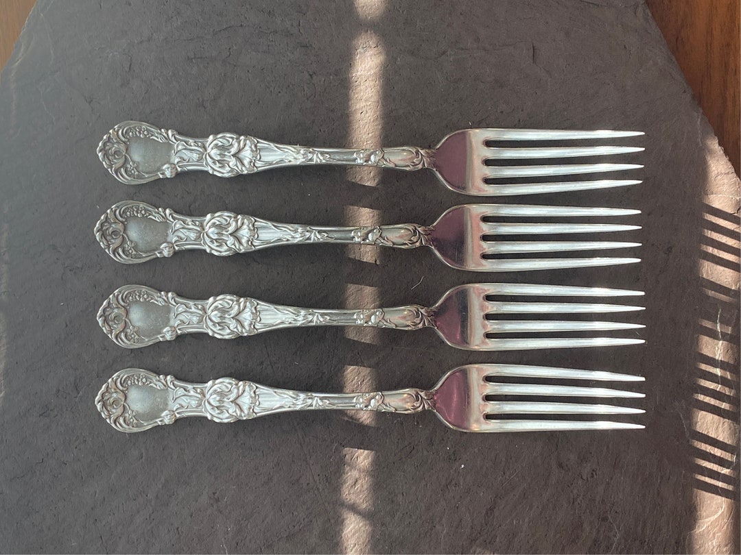 1835 R. Wallace FLORAL 1902 Antique Silverplate Set of 4 Dinner Forks ...