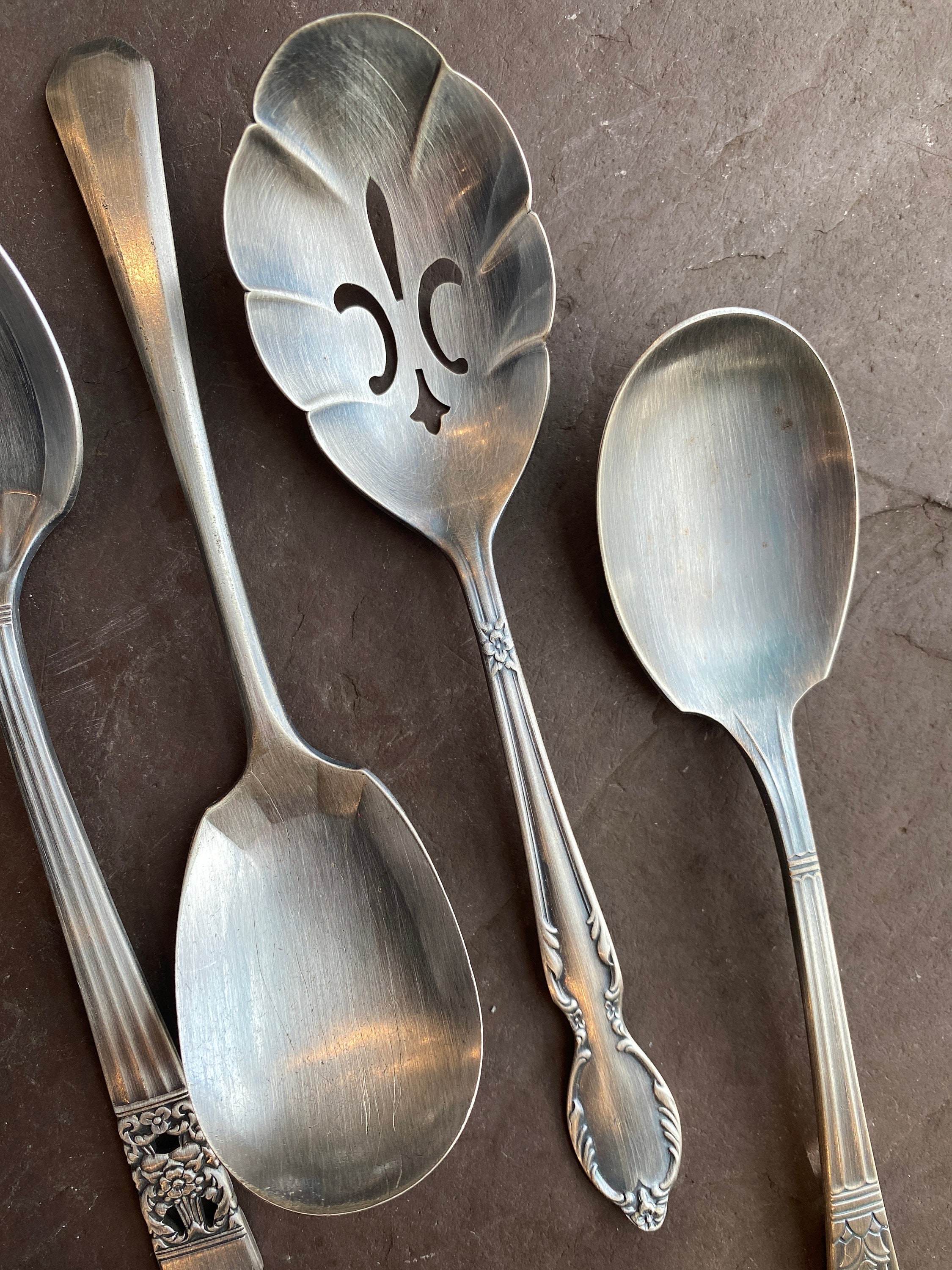 Lot of Silver Sugar Spoons Soup Spoons Unusual Shapes Community Plate ...