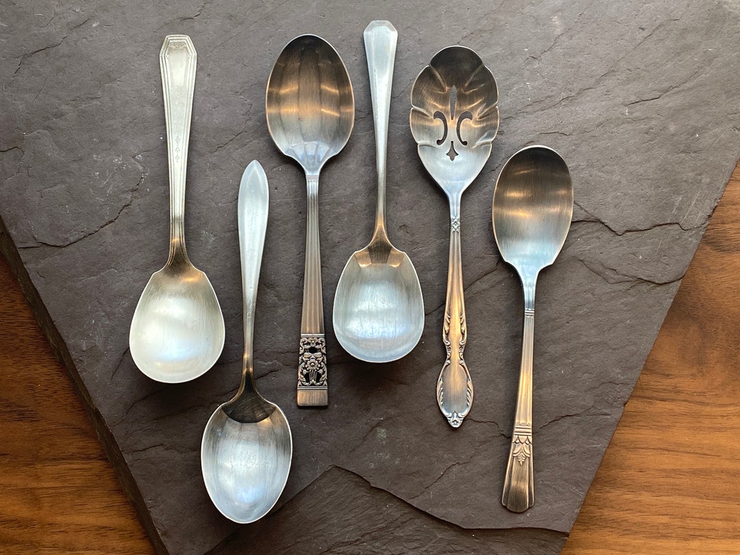 Lot of Silver Sugar Spoons Soup Spoons Unusual Shapes Community Plate ...
