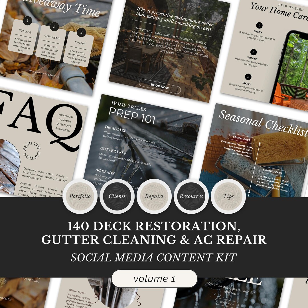 Deck Gutter AC Repair Templates – Home Trades Social Media Kit - Etsy