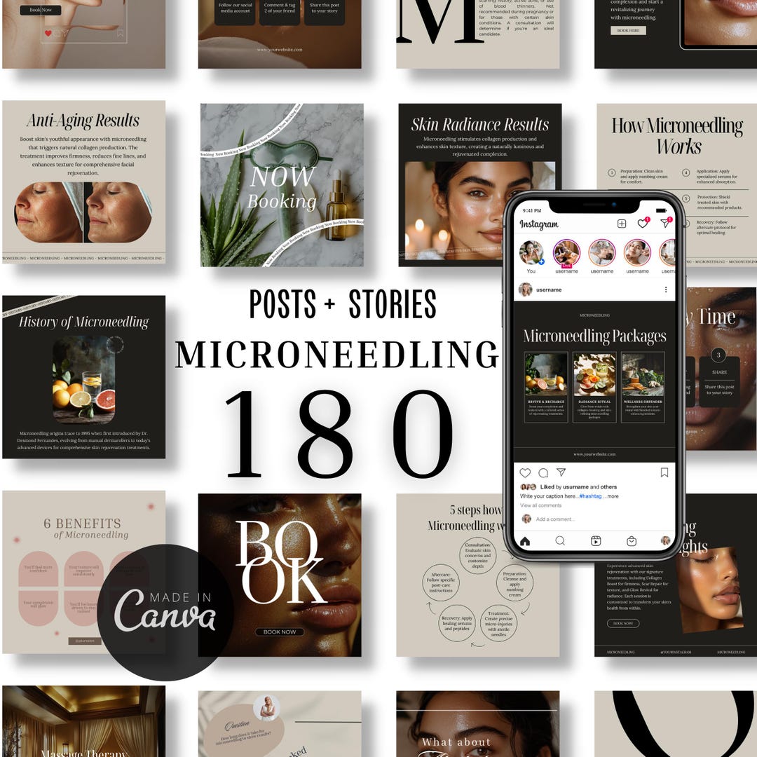 Microneedling Social Media Templates | Instagram Content (canva ...
