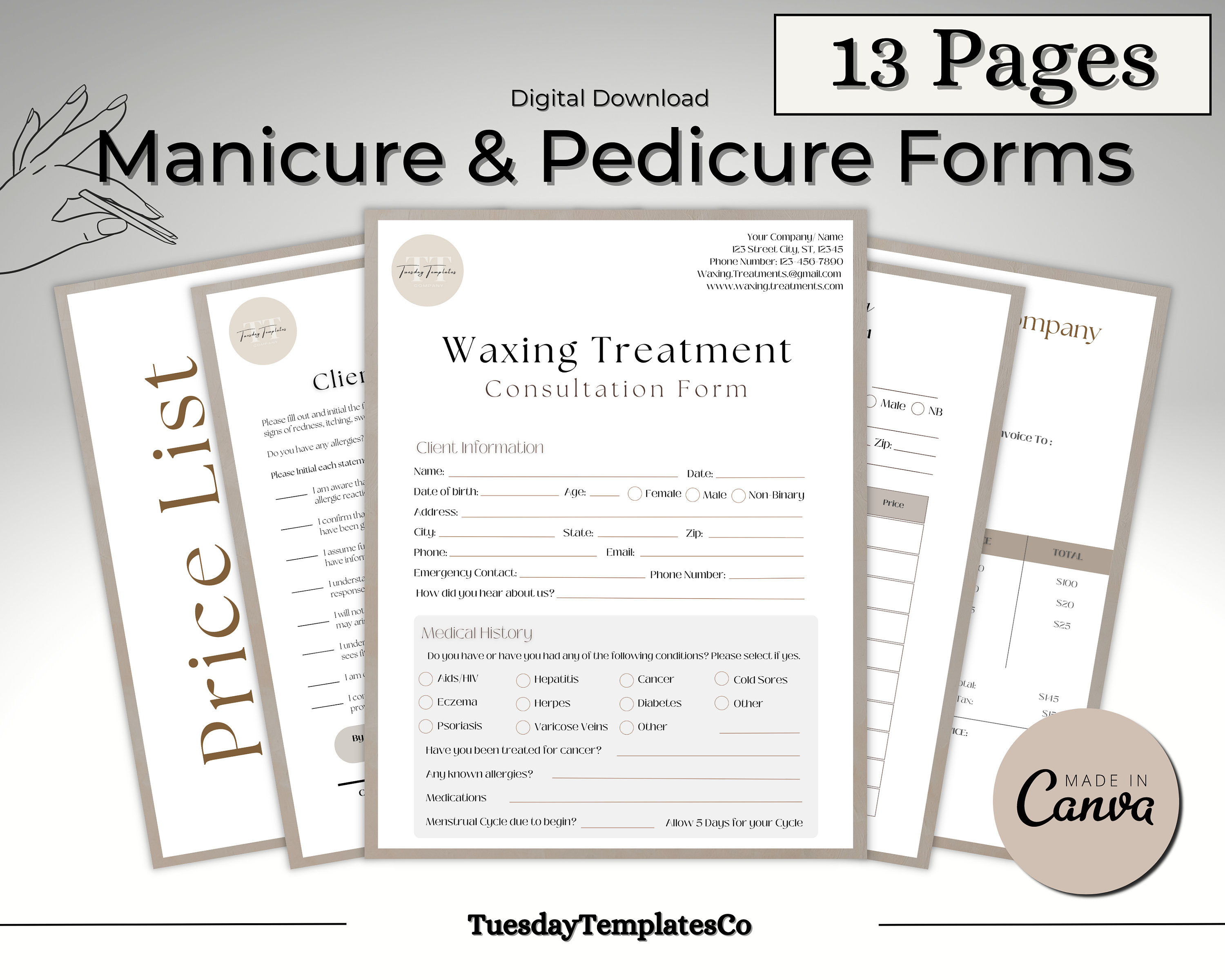 Nail Consultation Form Nail Technician Form Client Intake - Etsy