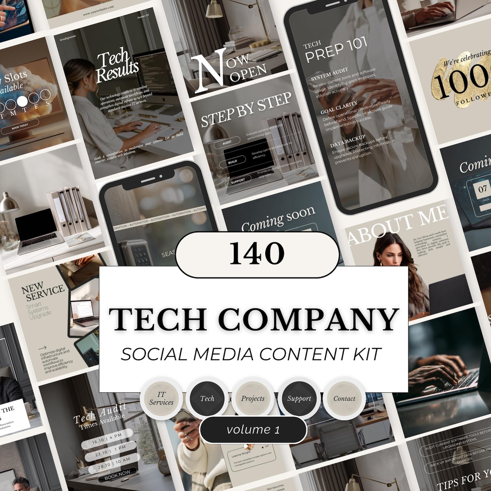 Tech Business Instagram Templates: Startup & Digital Service Posts ...