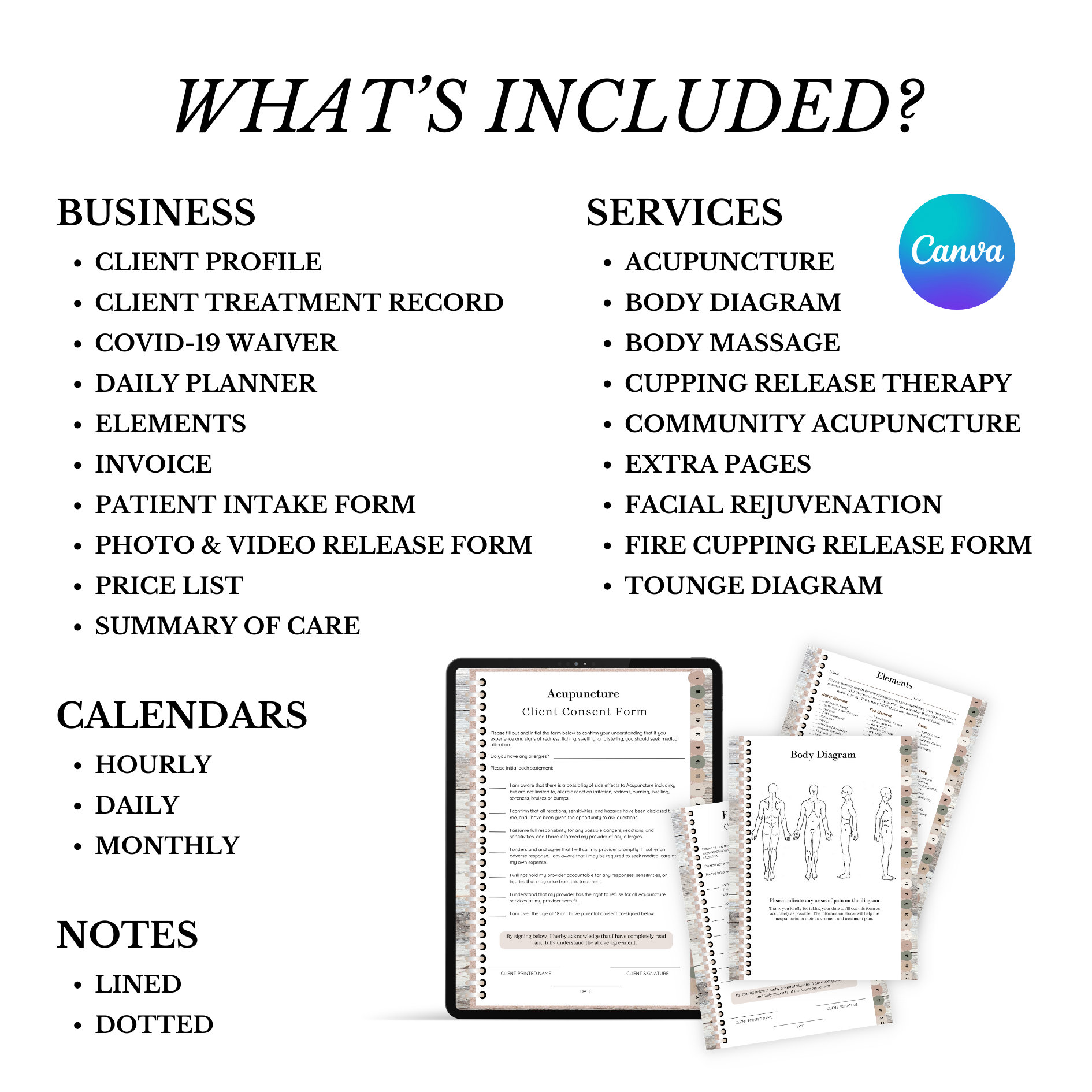 Acupuncture Planner Template: TCM Practice Management (digital Download ...